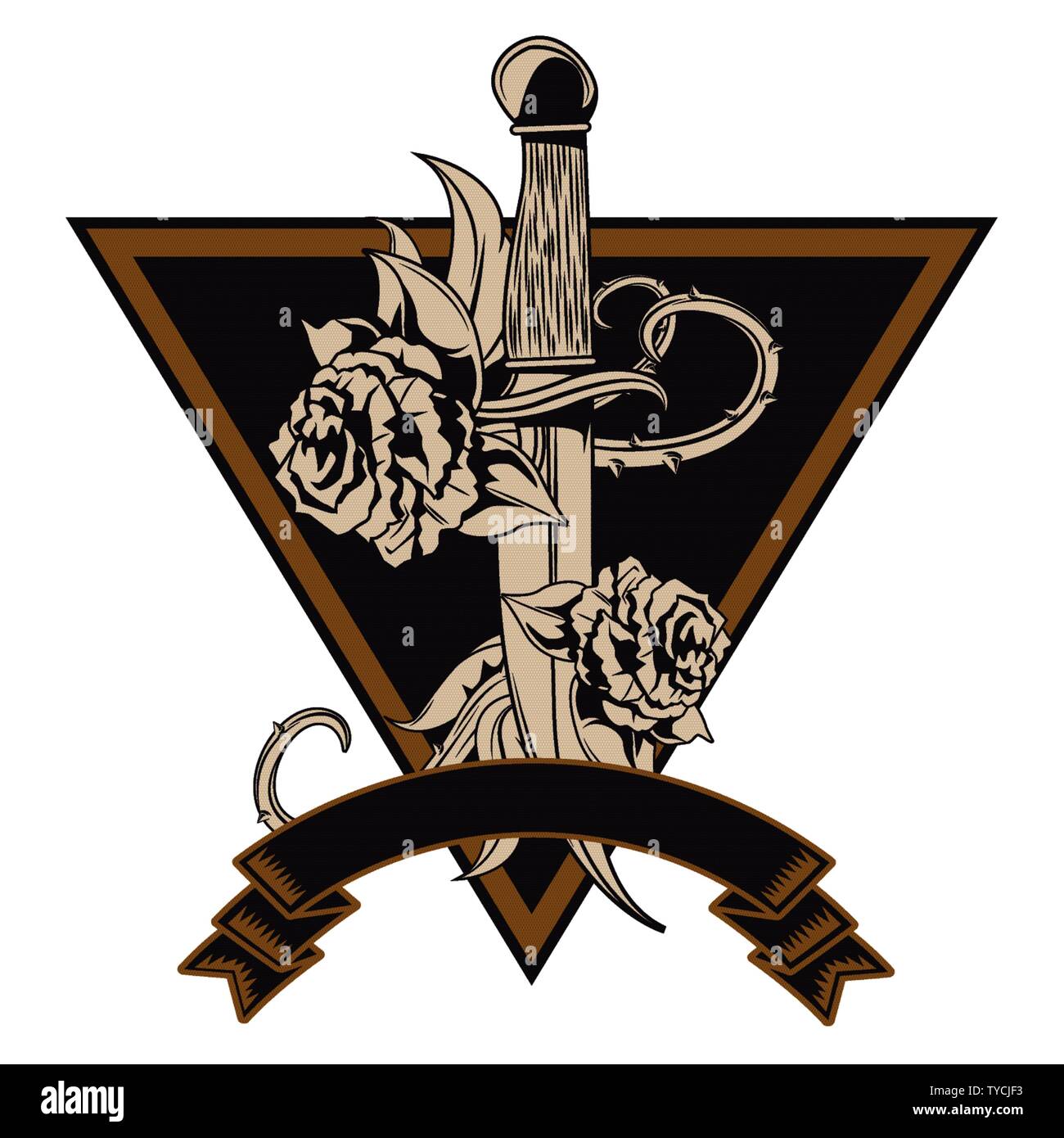 knife with roses drawn tattoo icon Stock Vector Image & Art - Alamy