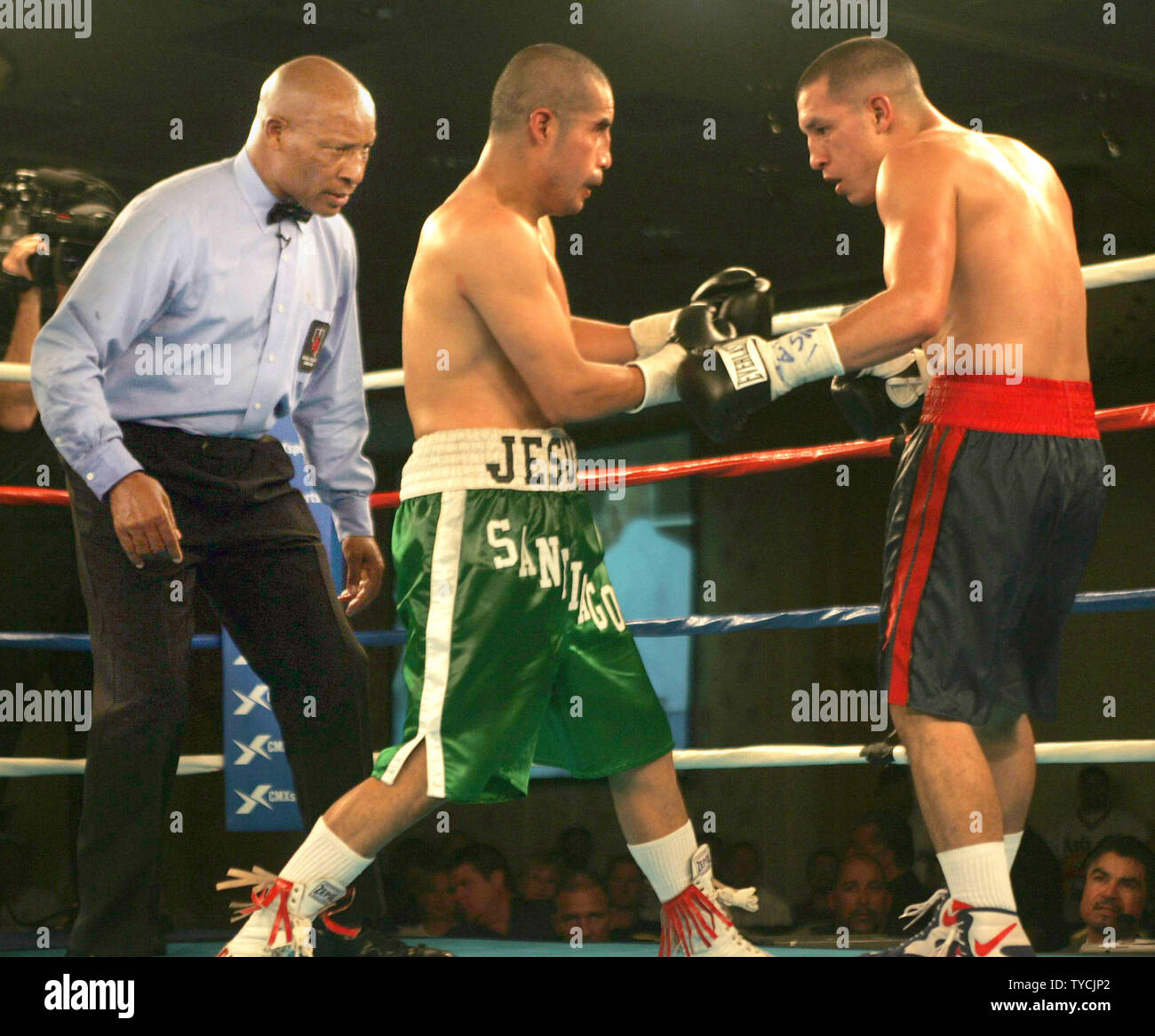 Boxing referee Richard Steele (left) of Las Vegas referees a fight ...