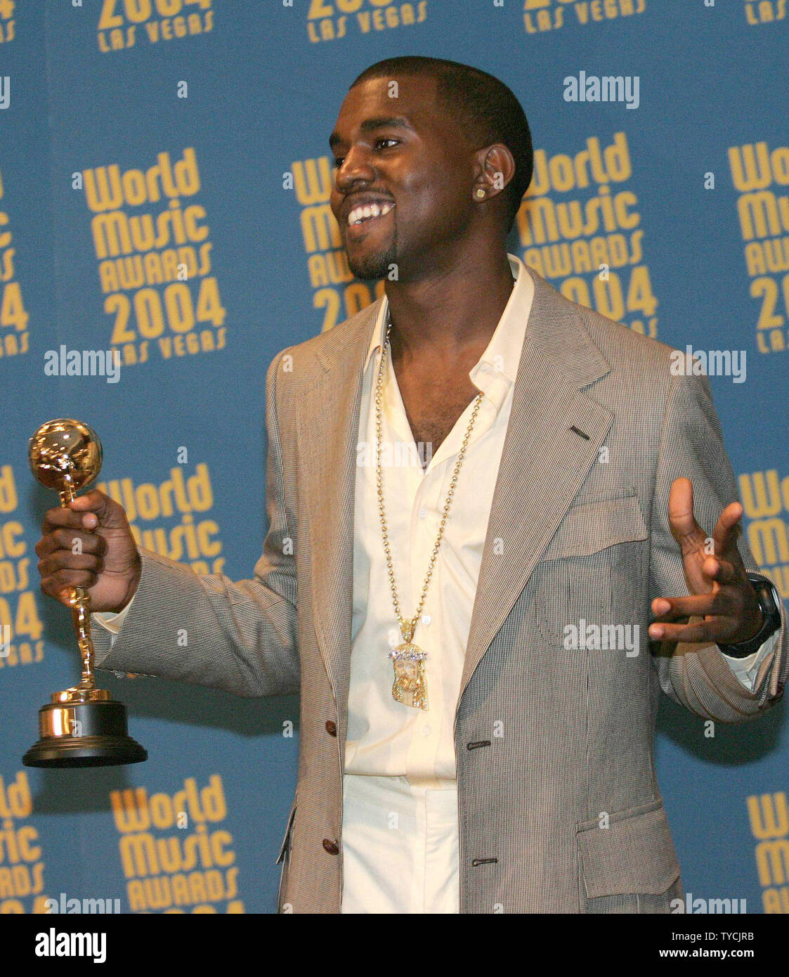 Rapper Kanye West at the World Music Awards, held at the Thomas and ...
