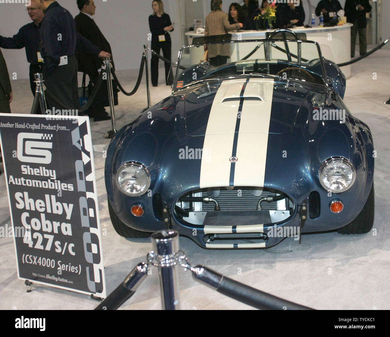 The Shelby Cobra show car is shown in the Cobra Electronics display at ...