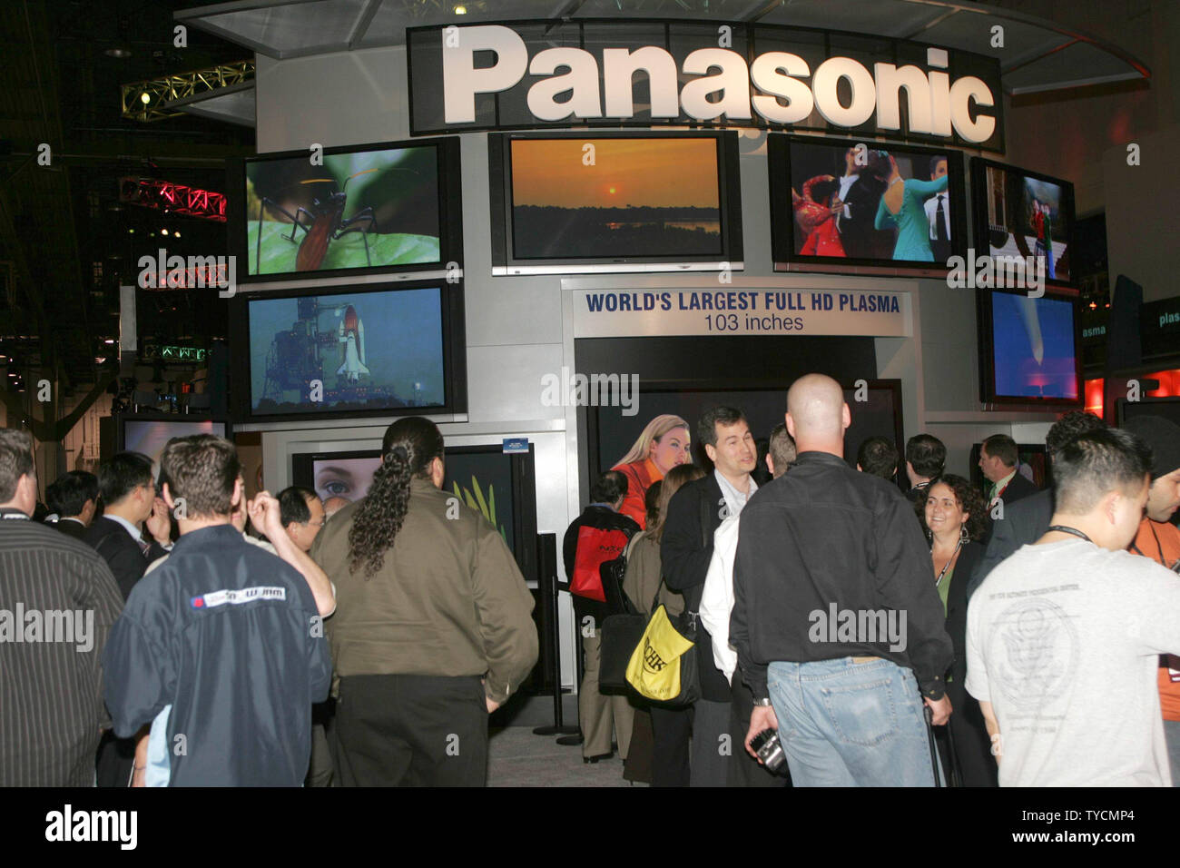 Large crowds gather at the Panasonic booth to see the new world's ...