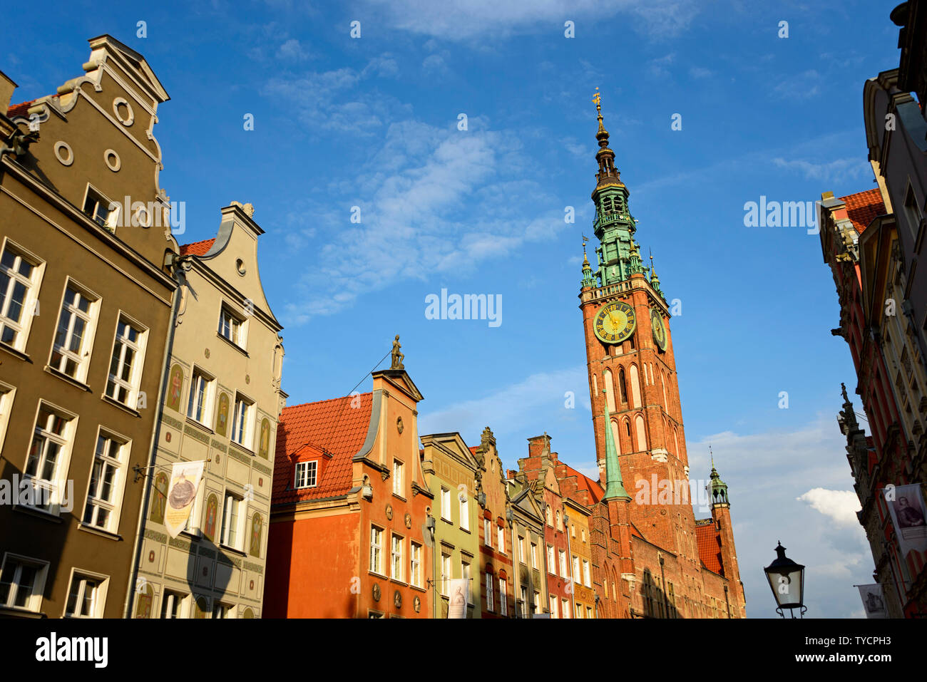 Town hall, Dluga street, old town, Danzig, Pommerania, Poland Stock ...