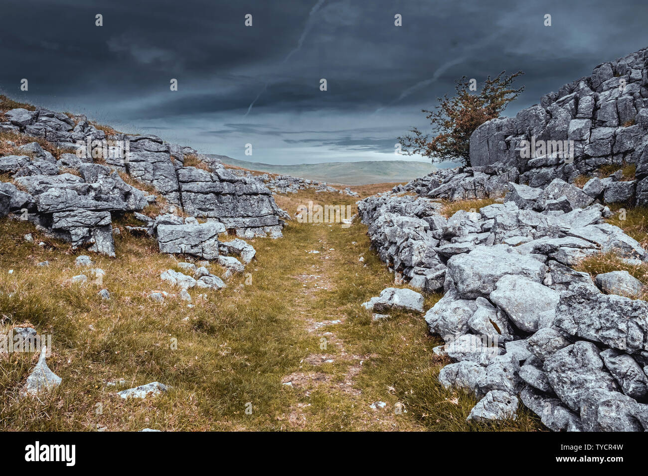 Hikking in Austwick near to Settle in the Yorkshire Dales Stock Photo ...