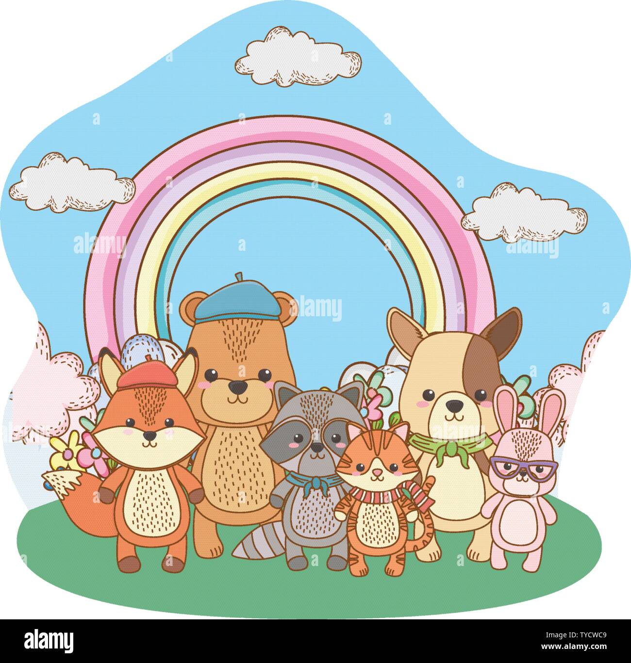 Set cartoons design, cute animals zoo life nature and fauna theme ...