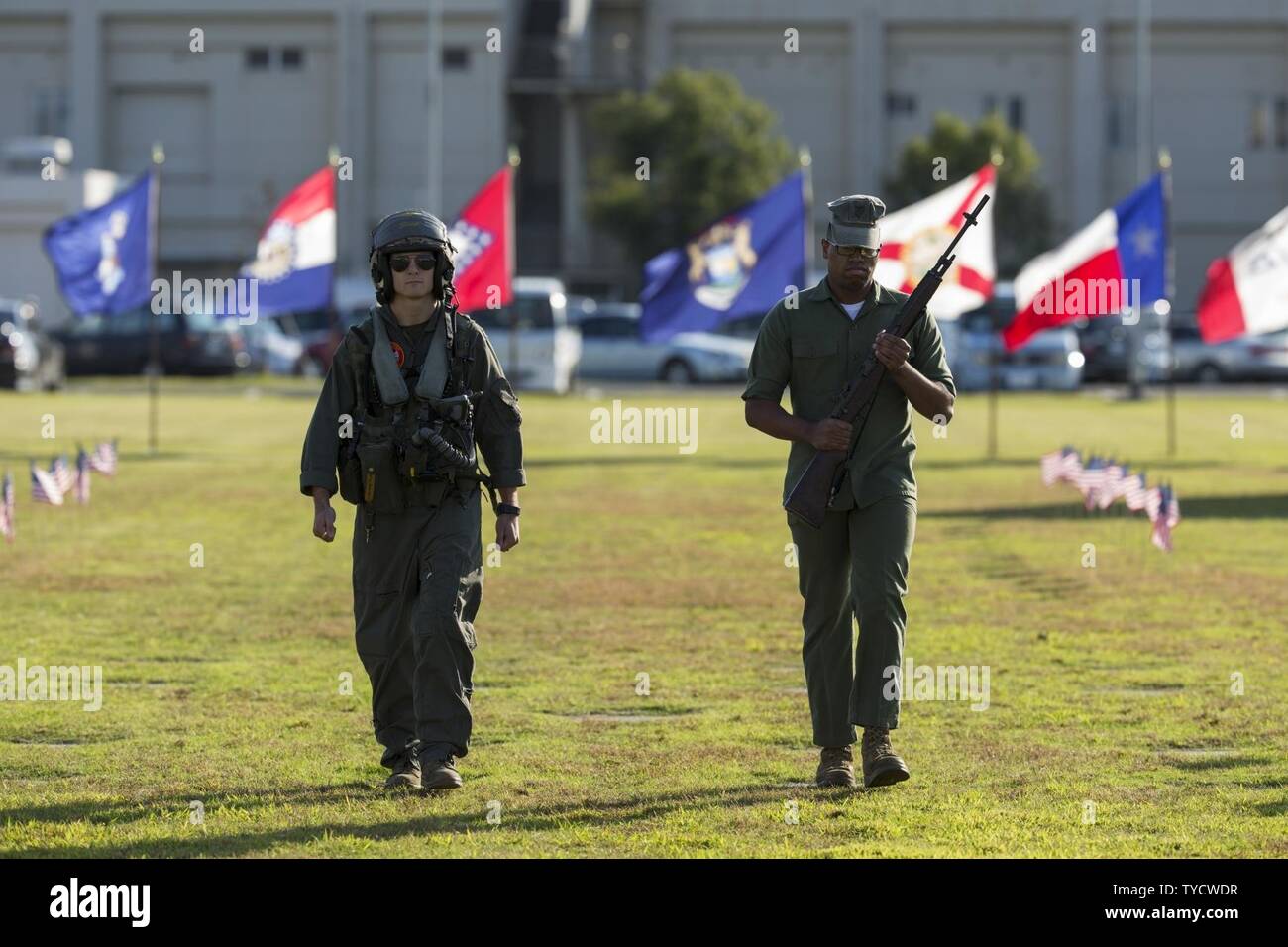 Lance Cpl. Cody Leopard, left, and Cpl. Shannon Randall, dressed in ...