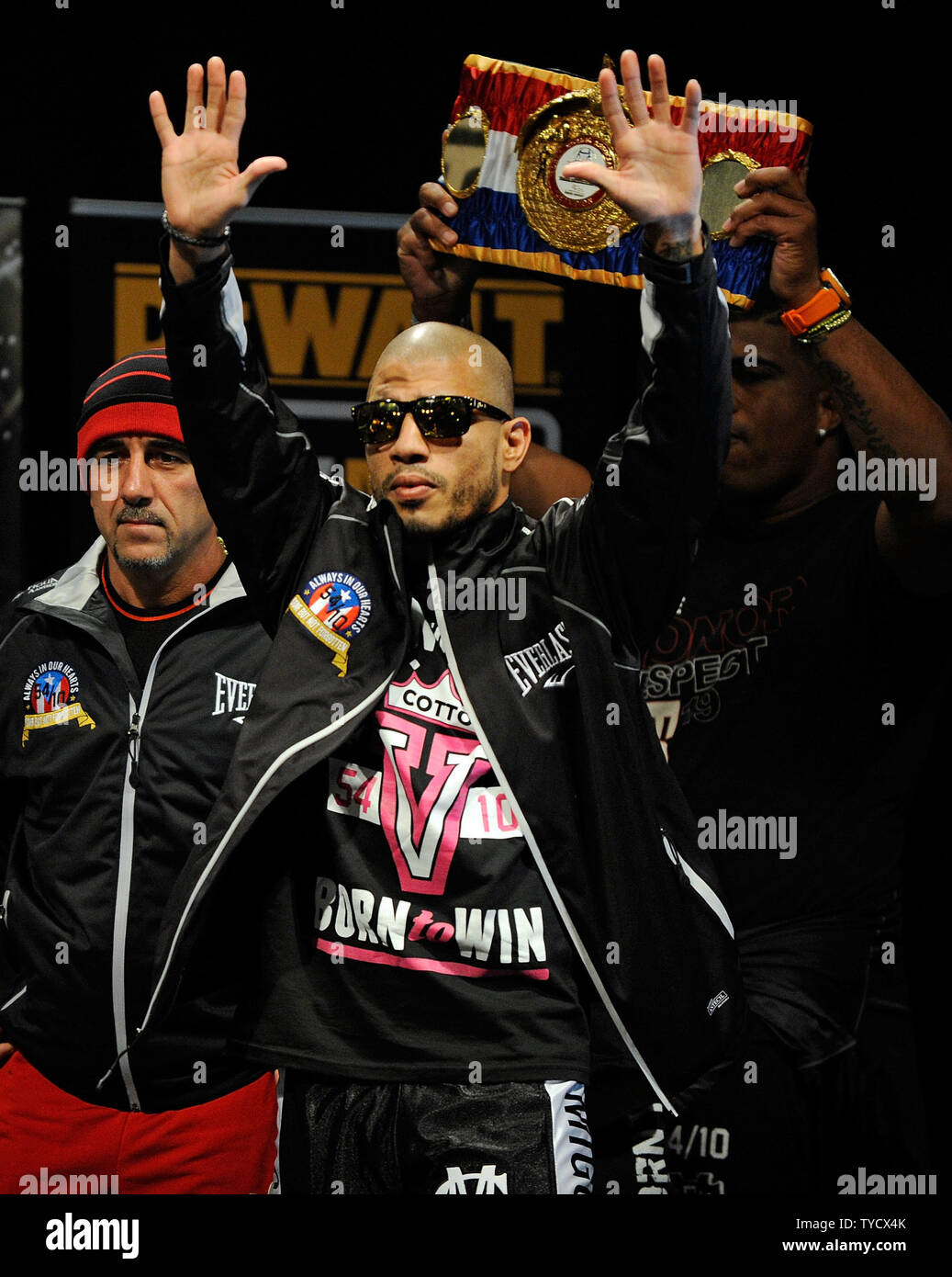 Puerto Rico boxer Miguel Cotto arrives for the final weigh-in at the ...
