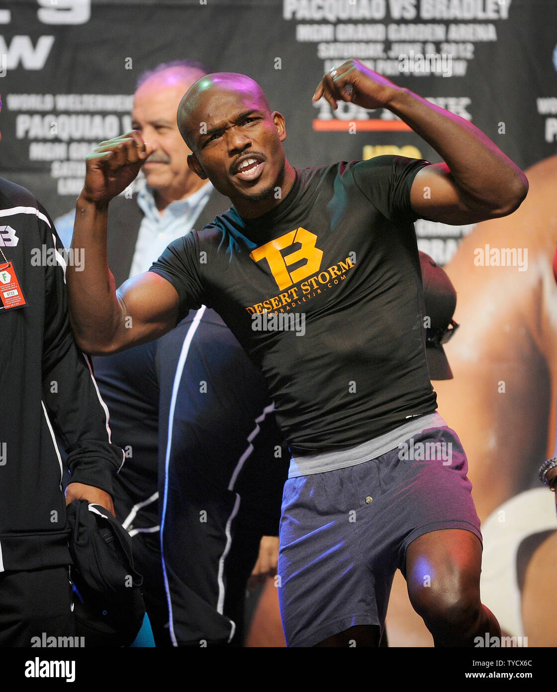Boxer Timothy Bradley of Palm Springs, Calif., poses before stepping on ...
