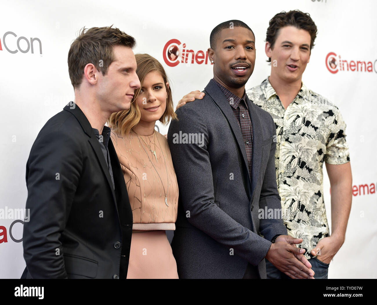 (L-R) Actors Jamie Bell, Kate Mara, Michael B. Jordan and Miles Teller ...