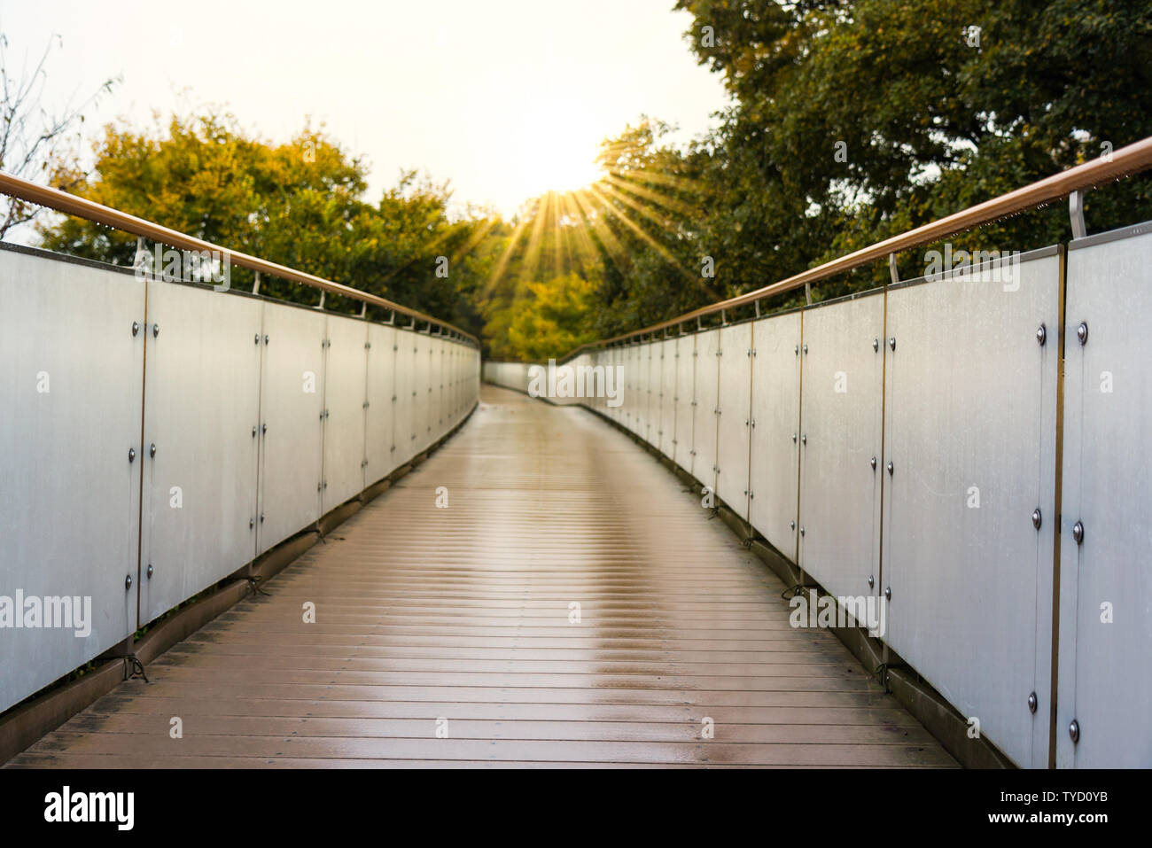 Narrow walkway after rain Stock Photo - Alamy