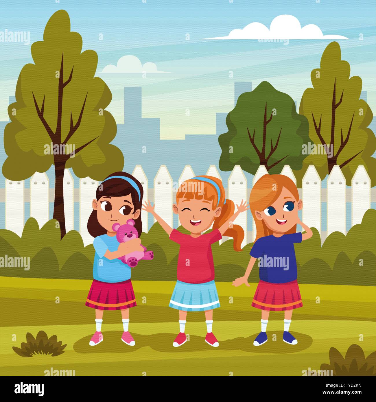 Cute kids playing in the nature cartoons Stock Vector Image & Art - Alamy