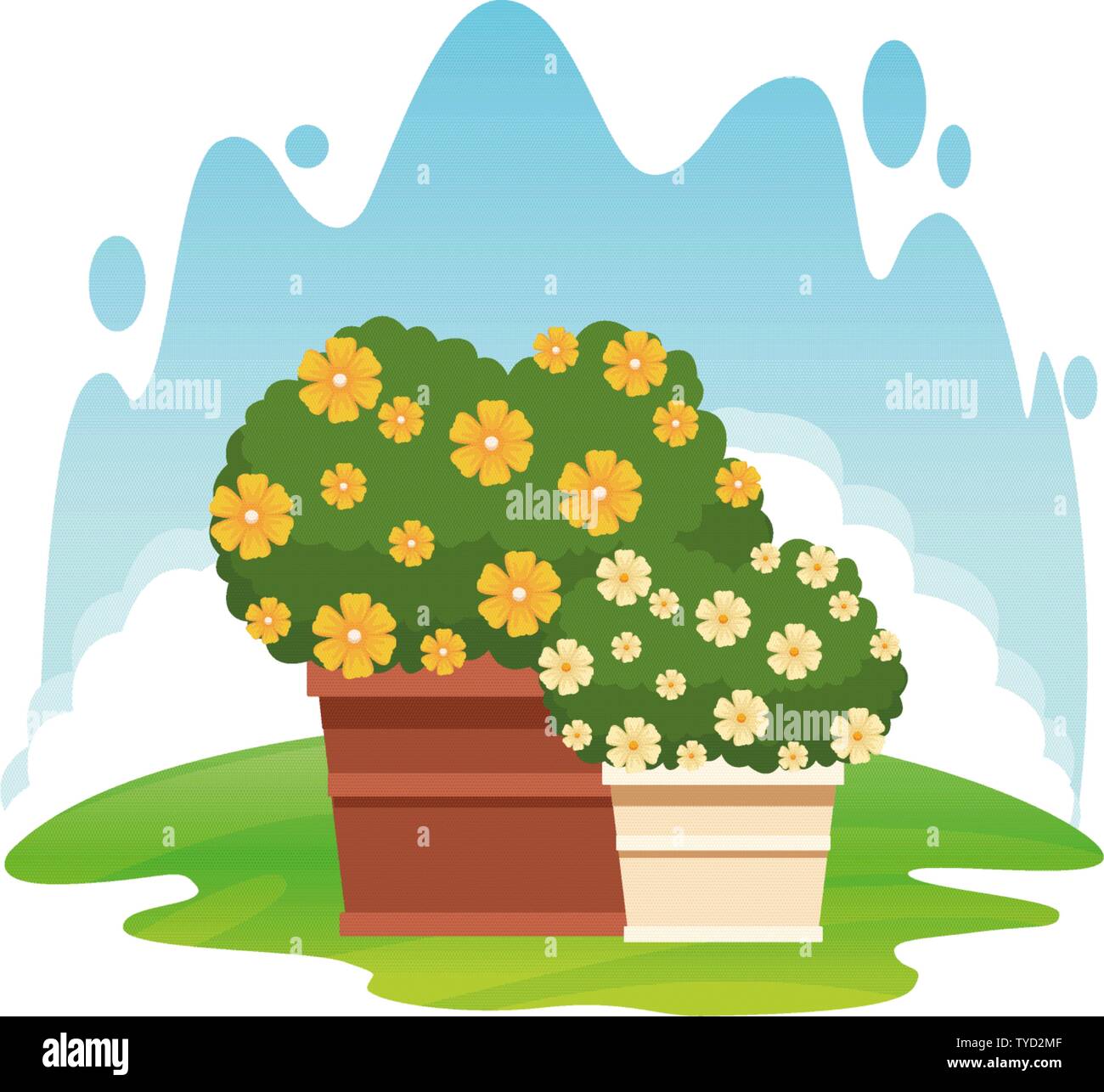 plant pot with flowers icon cartoon Stock Vector Image & Art - Alamy