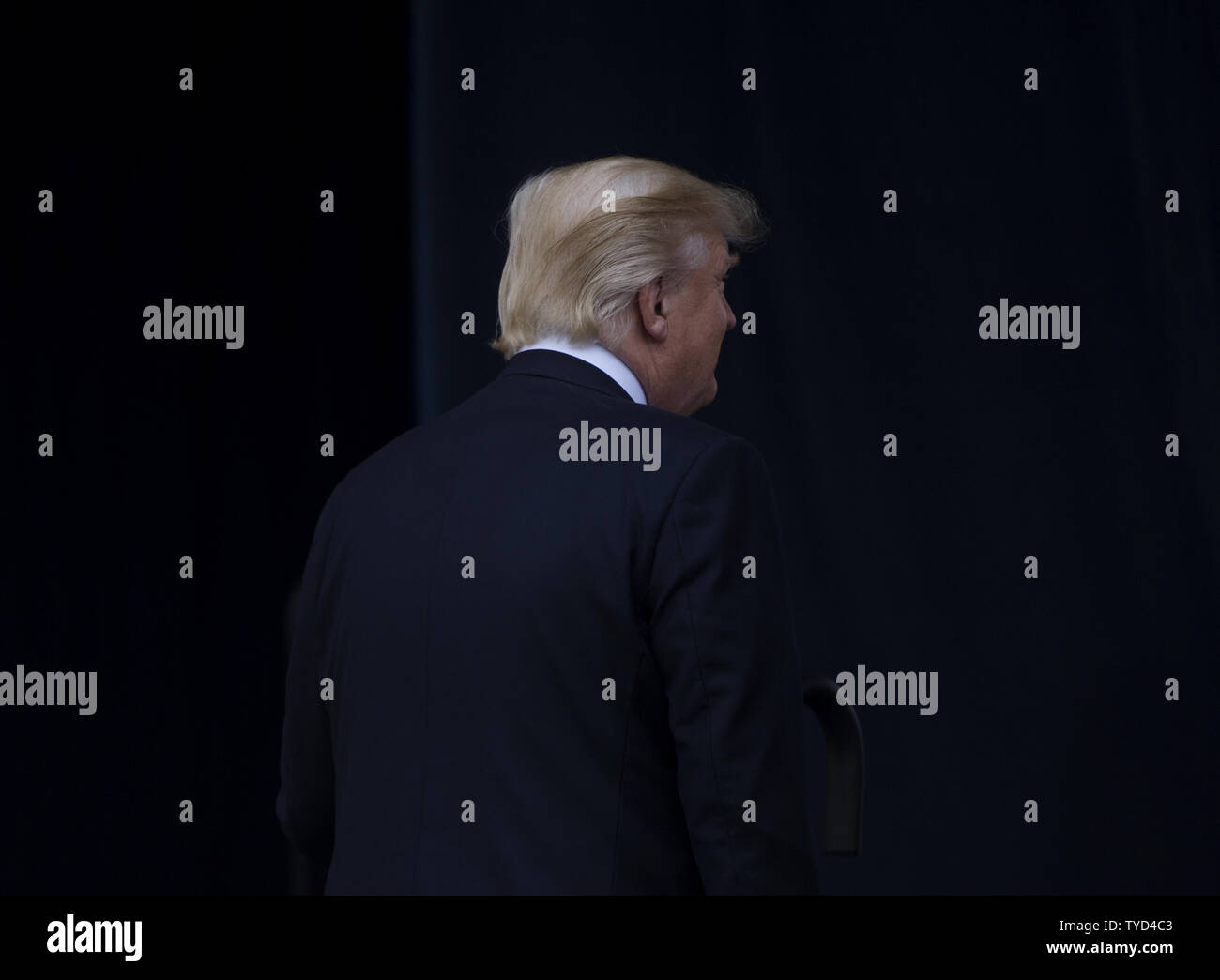 President Donald Trump takes the stage before delivering the ...