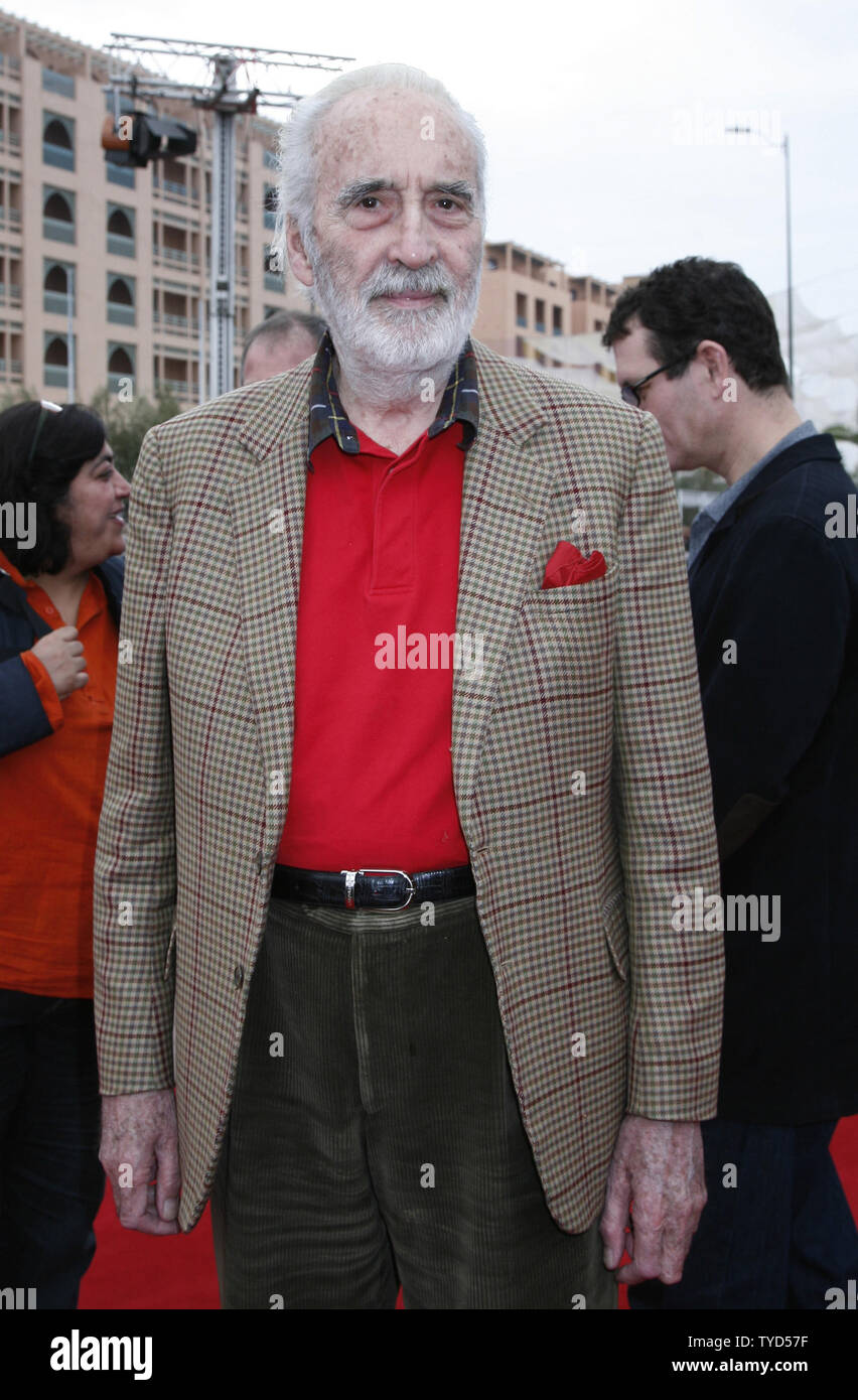 Actor Christopher Lee arrives on the red carpet during the Marrakech ...
