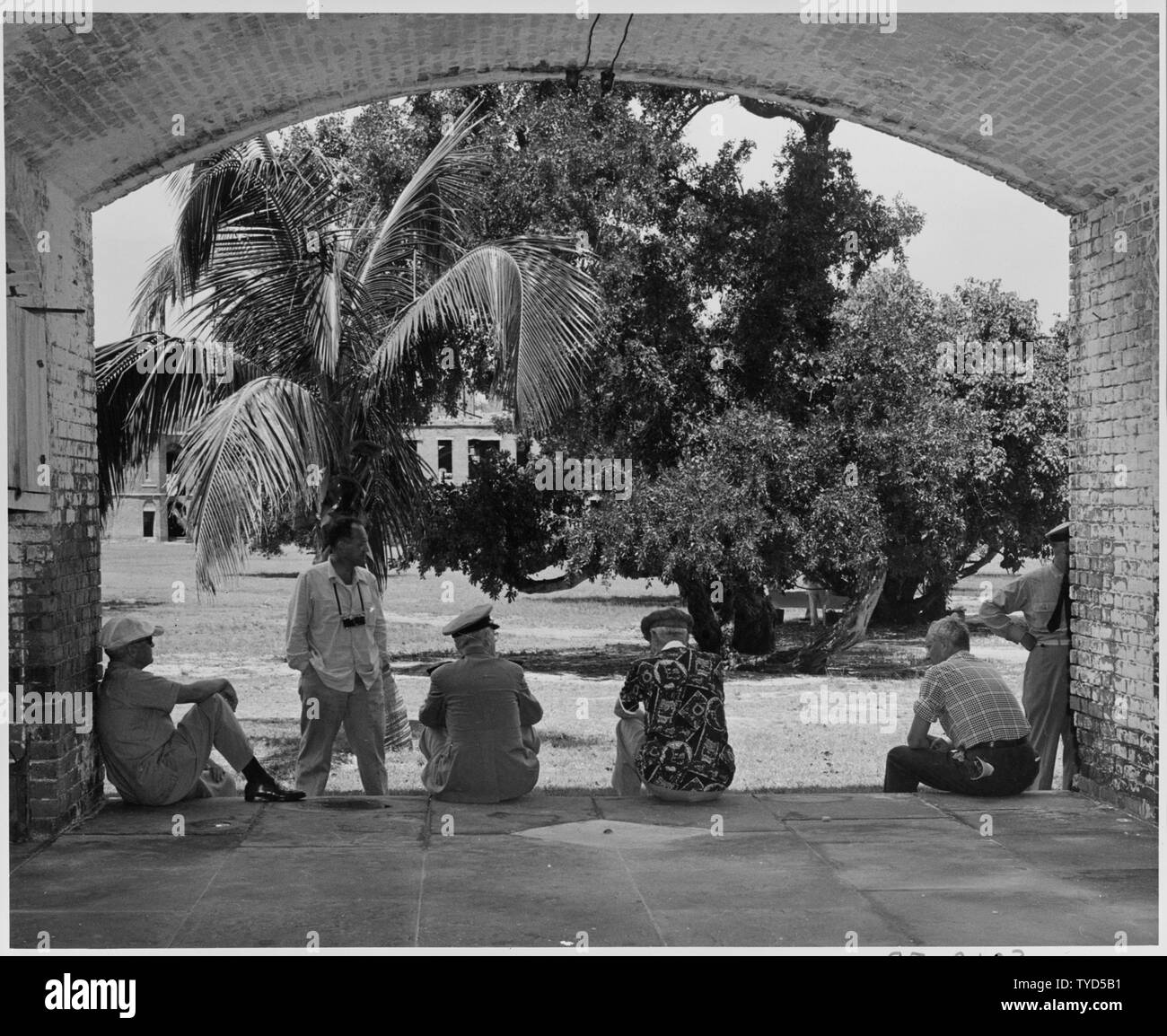 Photograph of President Truman (left) and other members of his party ...