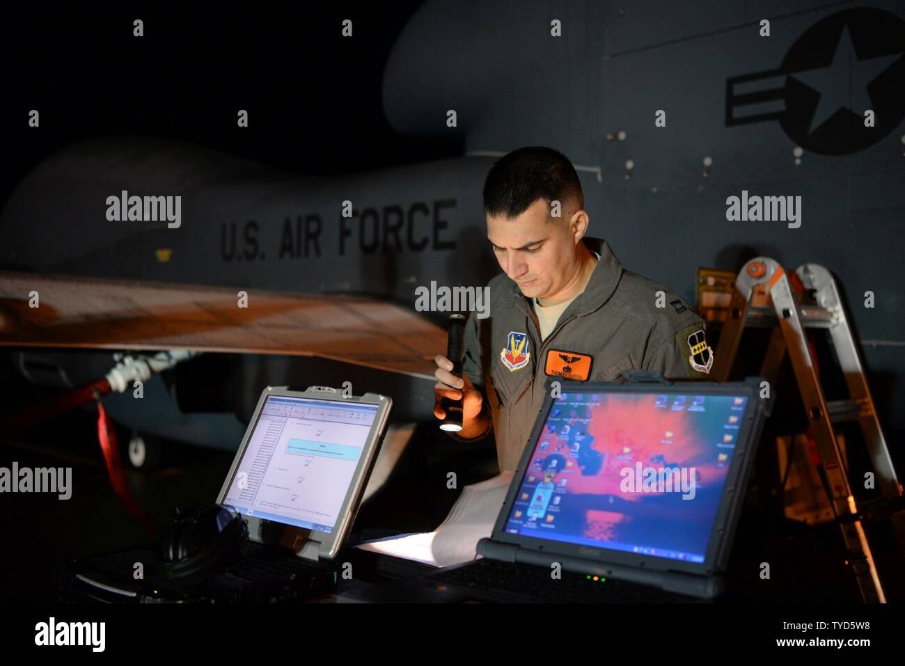 Capt. Thomas, 12th Reconnaissance Squadron RQ-4 Global Hawk pilot ...