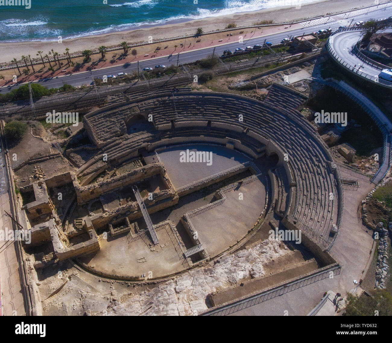 Aerial view of the ruins of an ancient amphitheater Stock Photo - Alamy