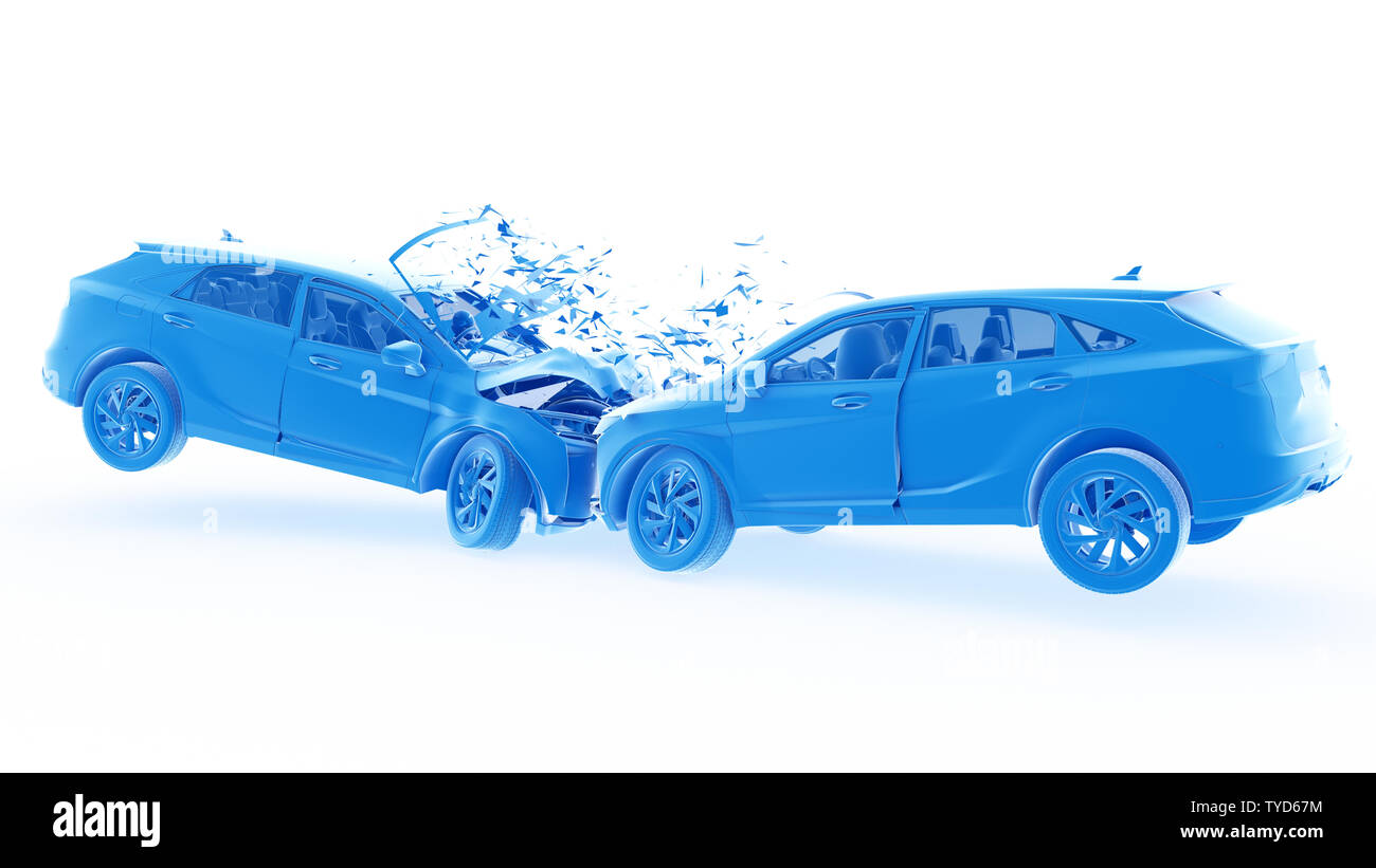 3d rendered illustration of two colliding cars Stock Photo - Alamy