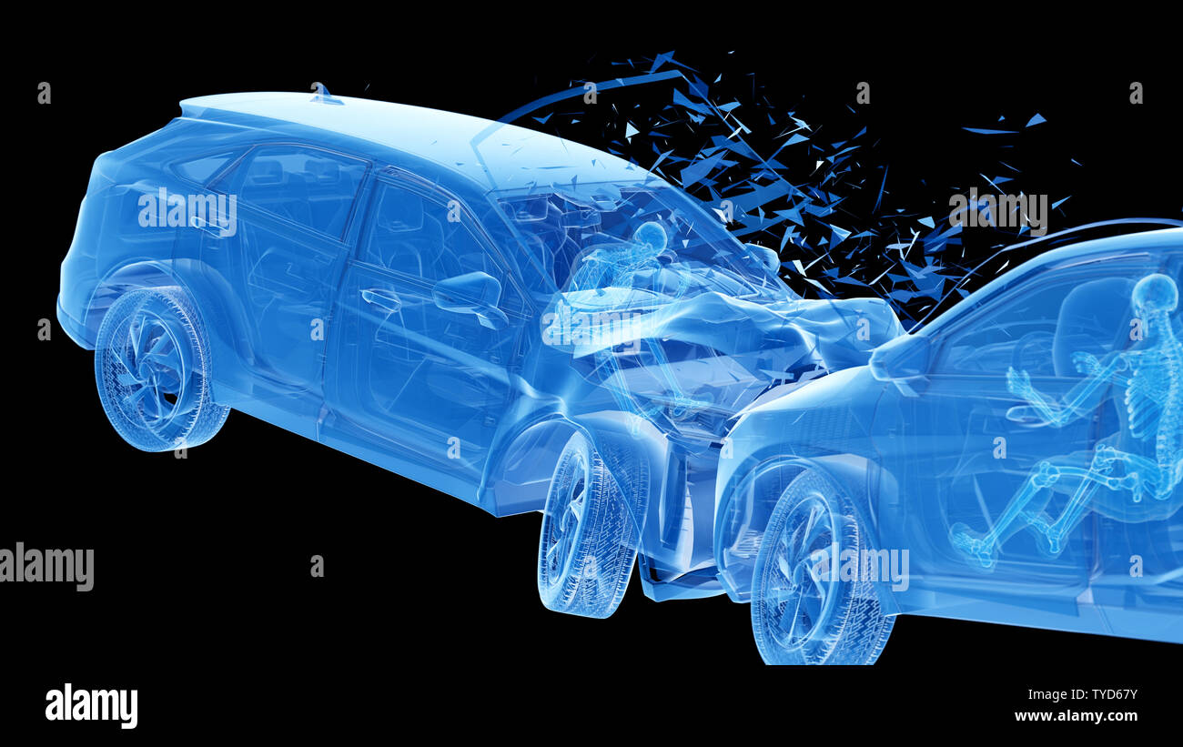 3d rendered illustration of two colliding cars Stock Photo - Alamy