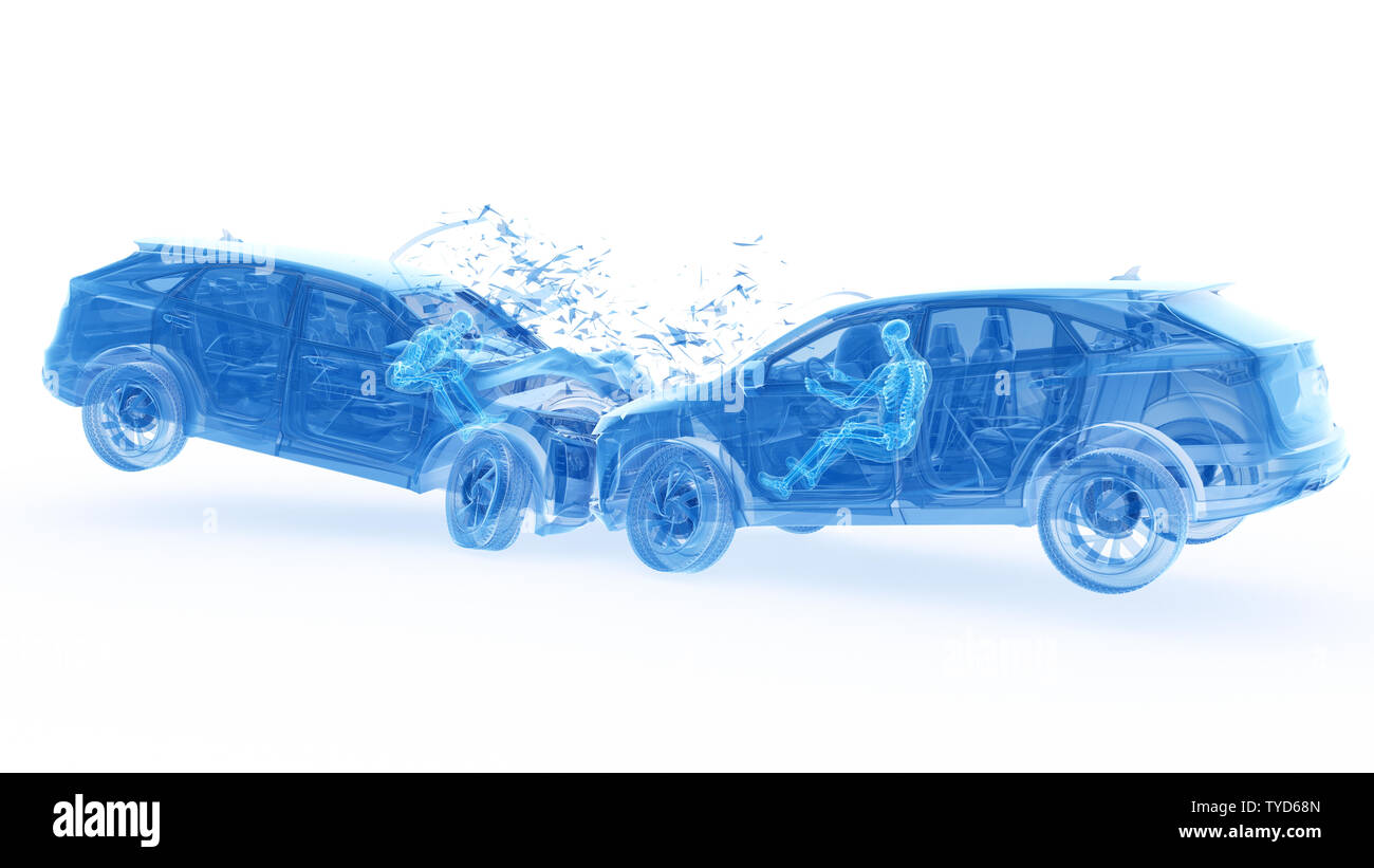 3d rendered illustration of two colliding cars Stock Photo - Alamy