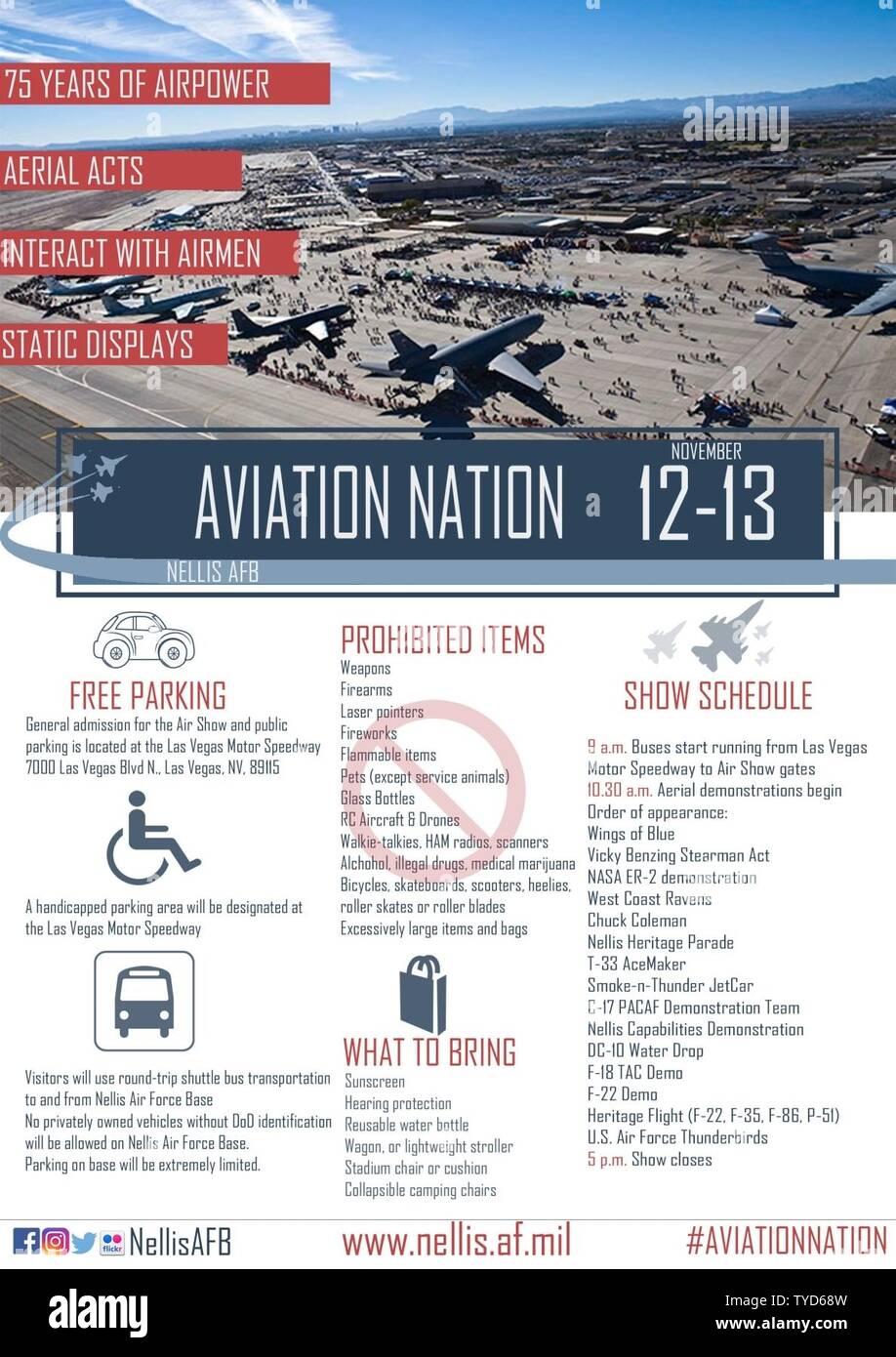 Nellis Air Force Base Aviation Nation Air Show Flyer Stock Photo - Alamy
