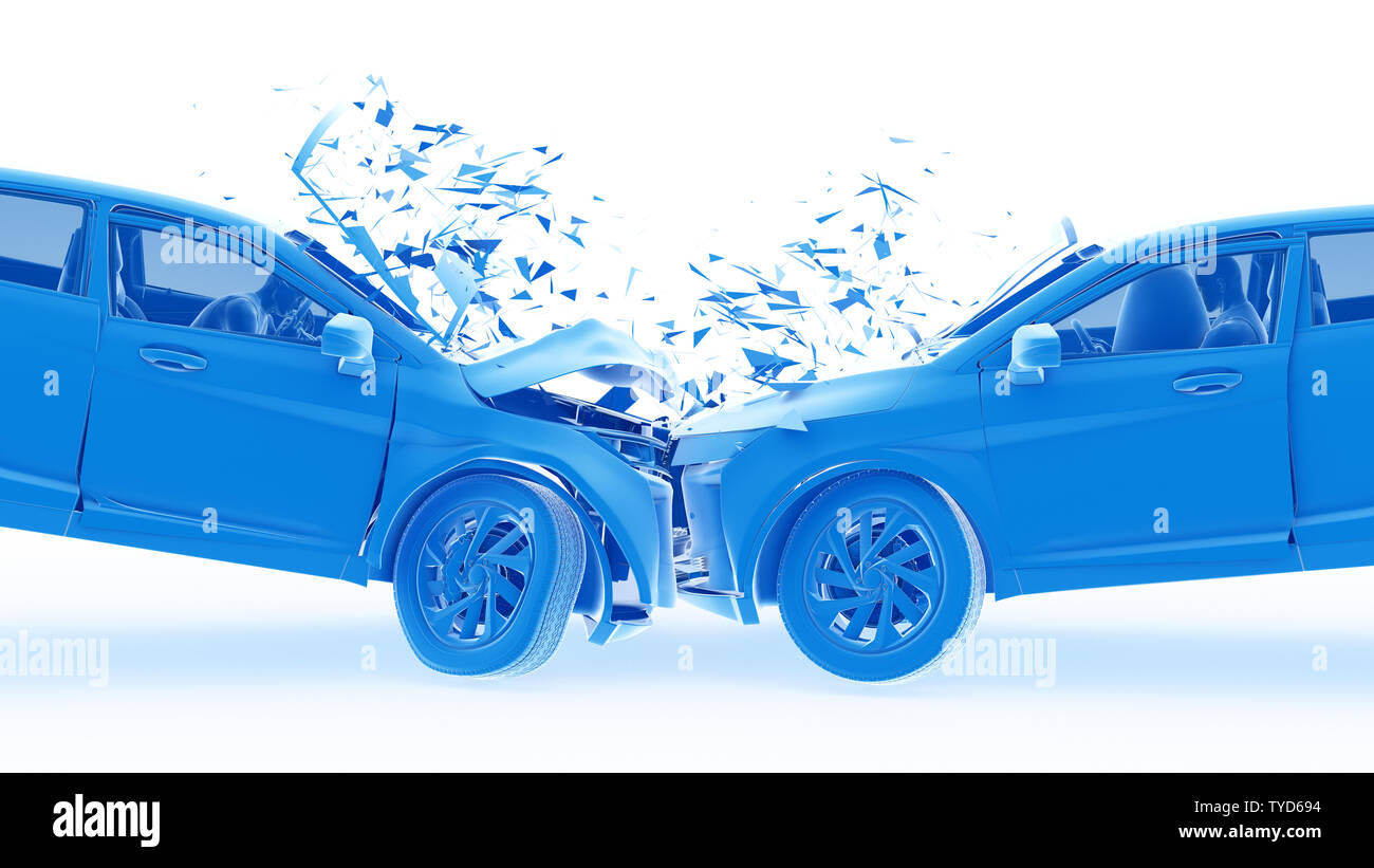 3d rendered illustration of two colliding cars Stock Photo - Alamy
