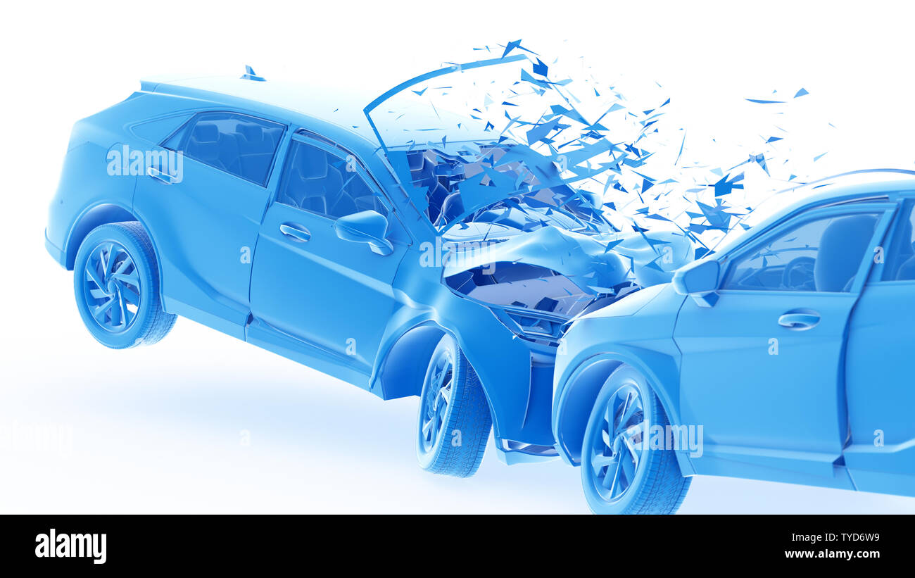 3d rendered illustration of two colliding cars Stock Photo - Alamy