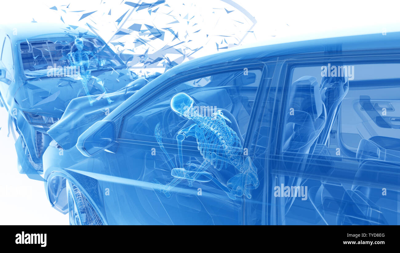 3d rendered illustration of two colliding cars - illustrating the ...