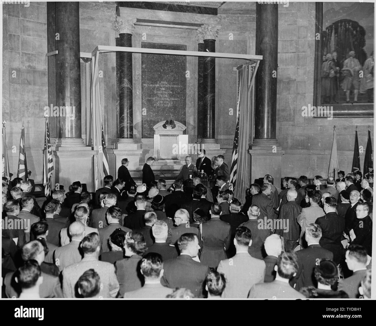 Photograph of President Truman and other dignitaries at the dedication ...