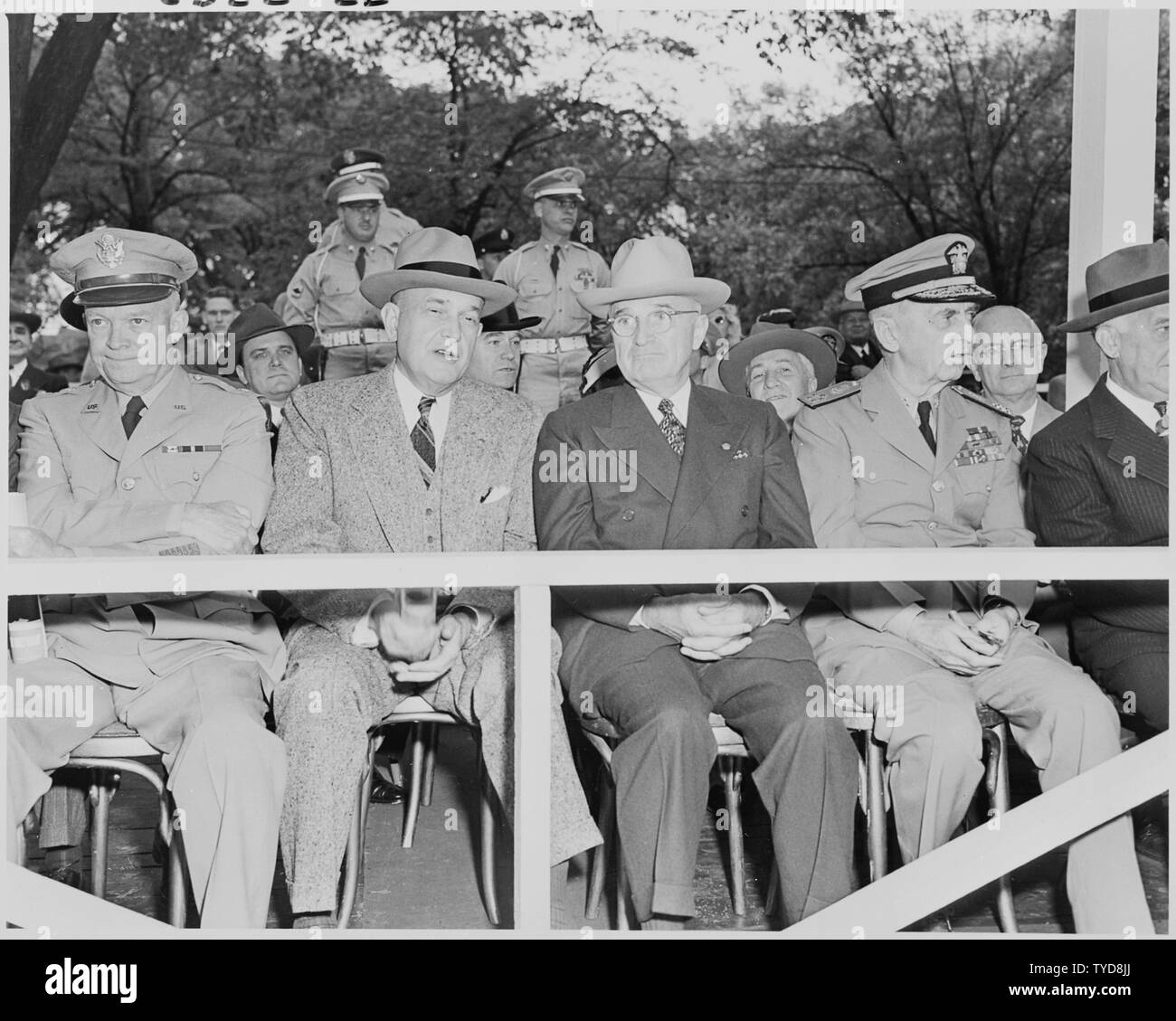 Photograph of President Truman and other dignitaries on the reviewing ...