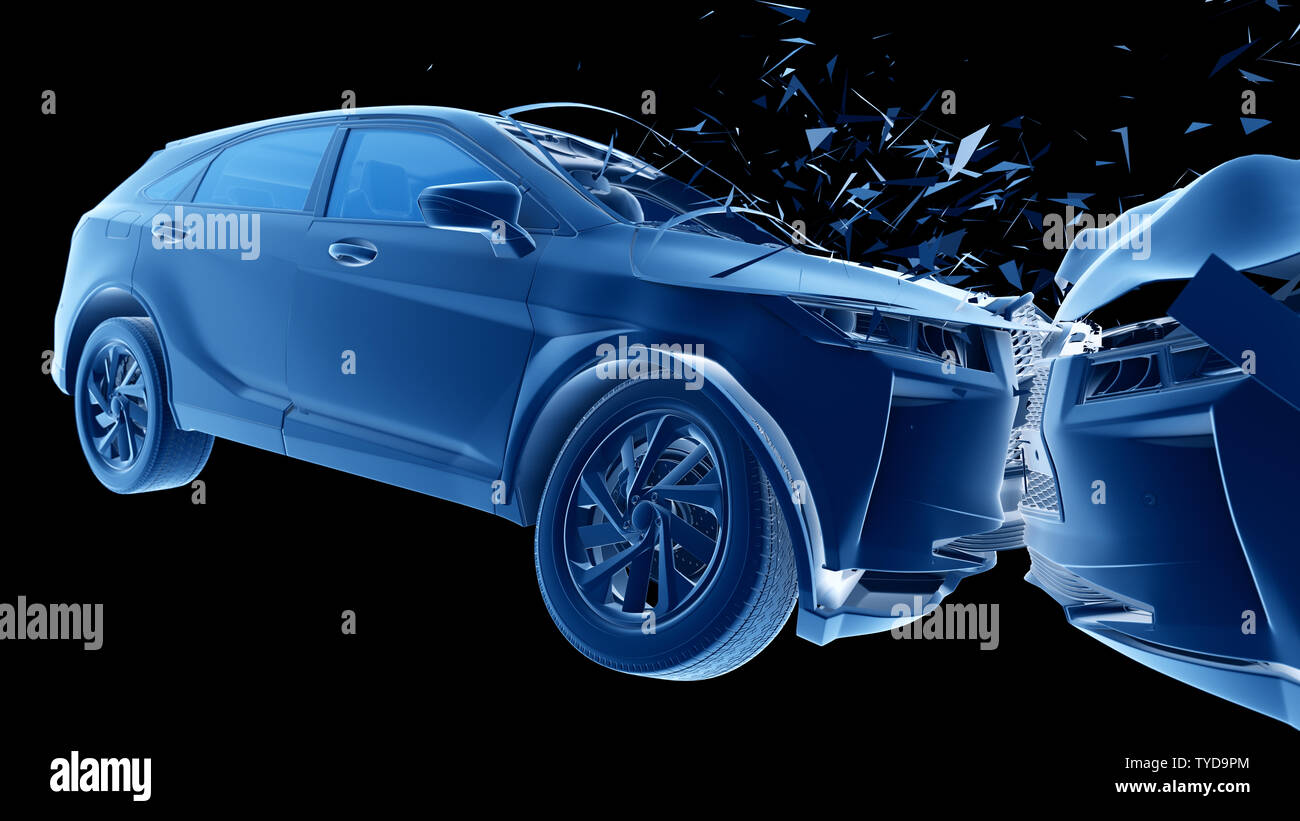 3d rendered illustration of two colliding cars Stock Photo - Alamy