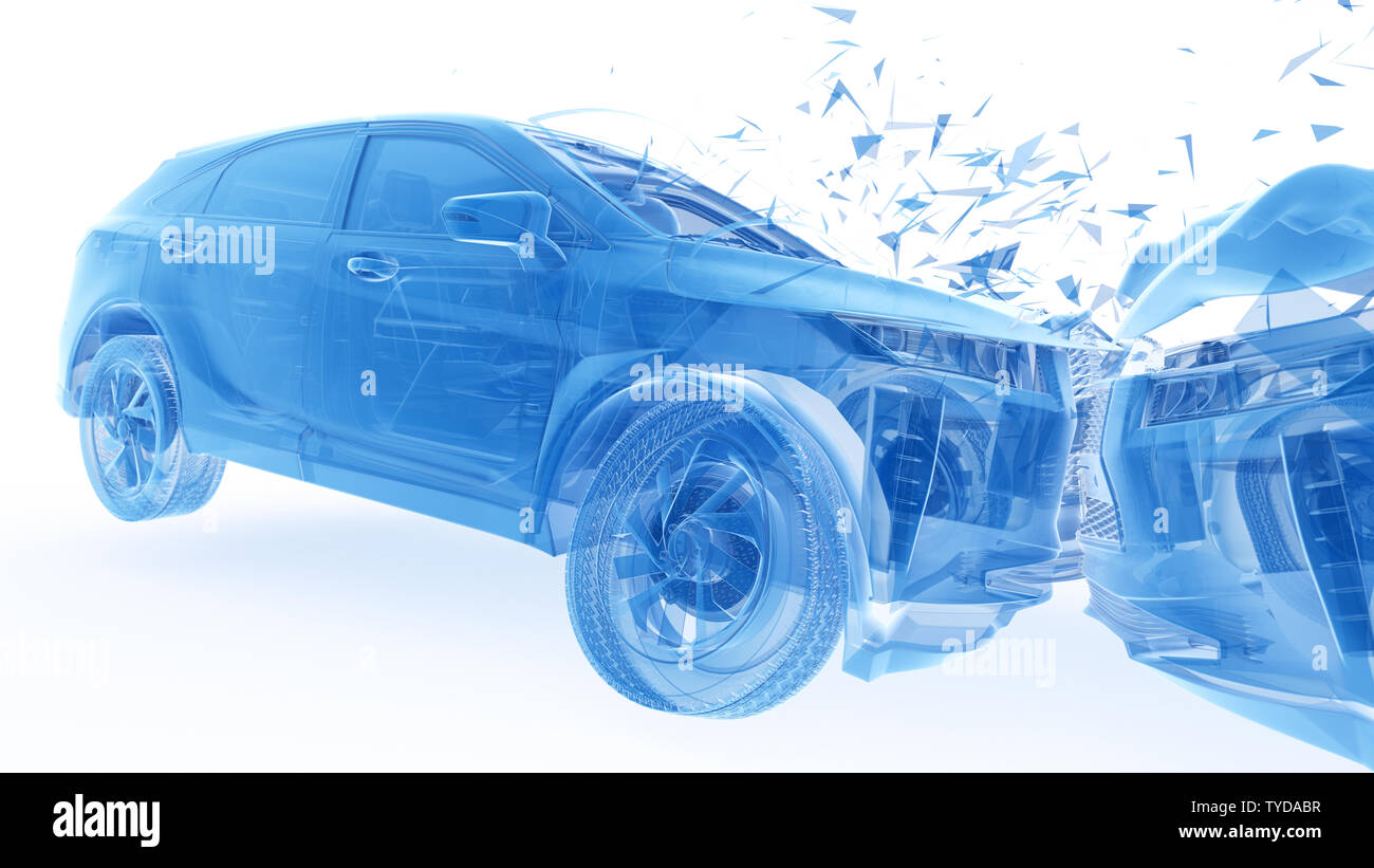 3d rendered illustration of two colliding cars Stock Photo - Alamy