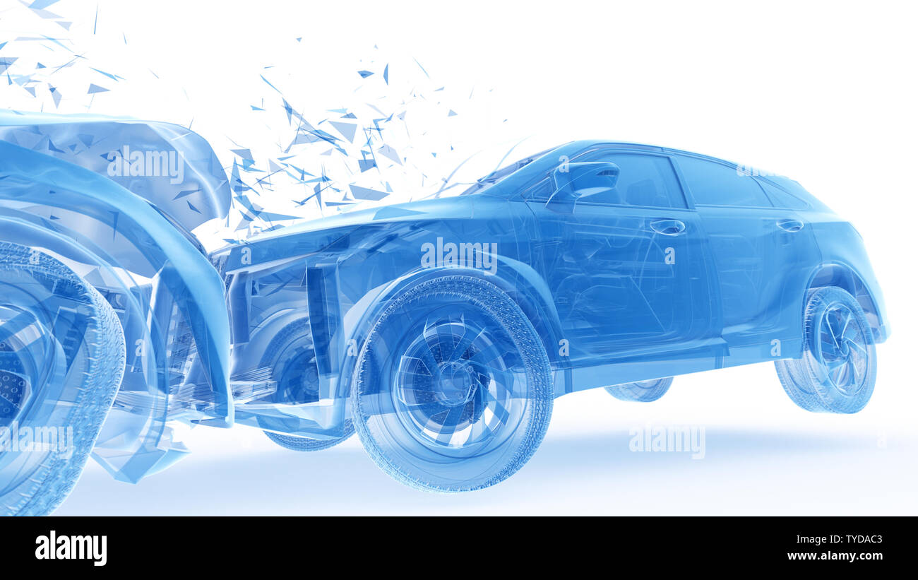 3d rendered illustration of two colliding cars Stock Photo - Alamy