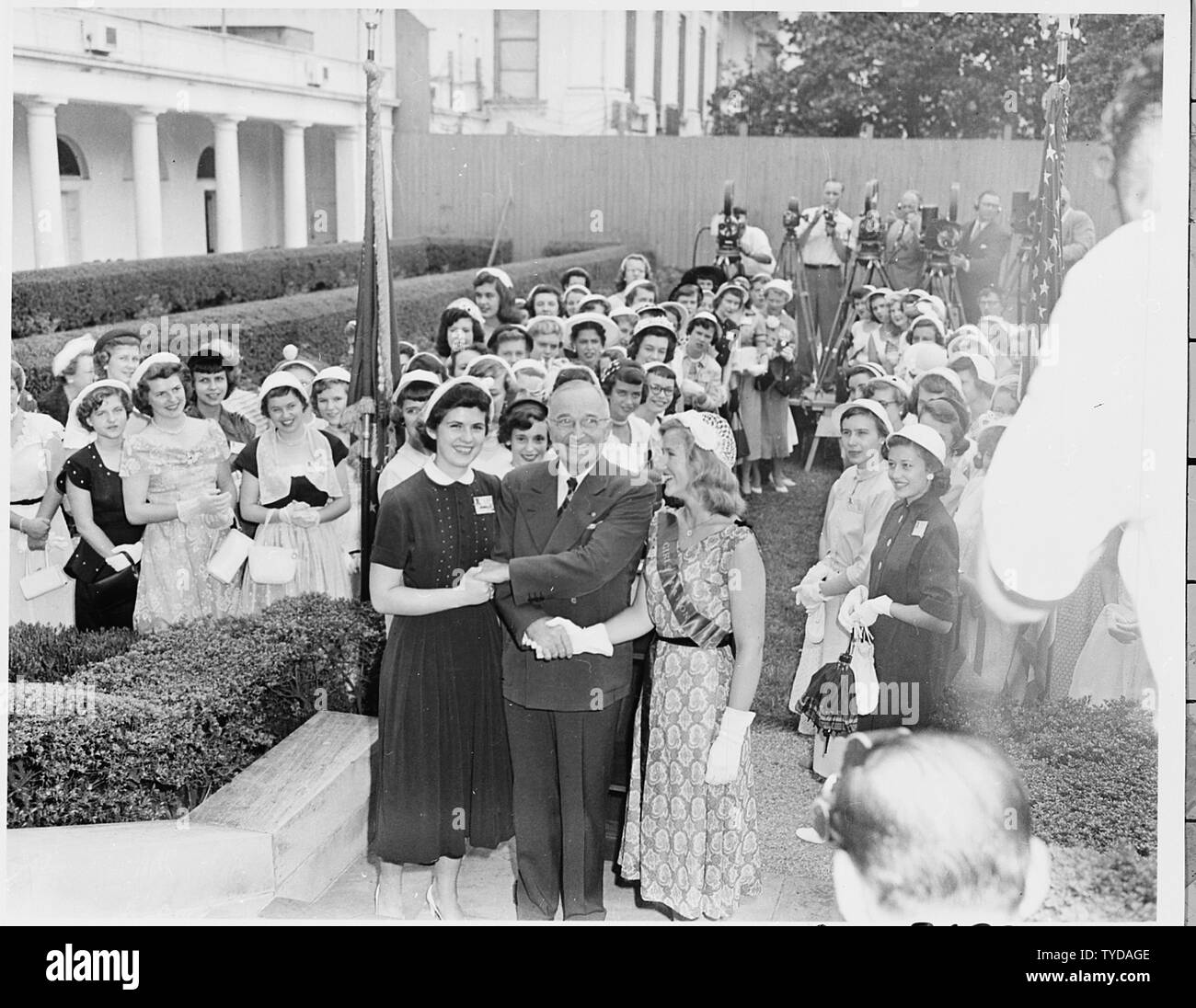 Photograph of President Truman at the White House with visiting members ...