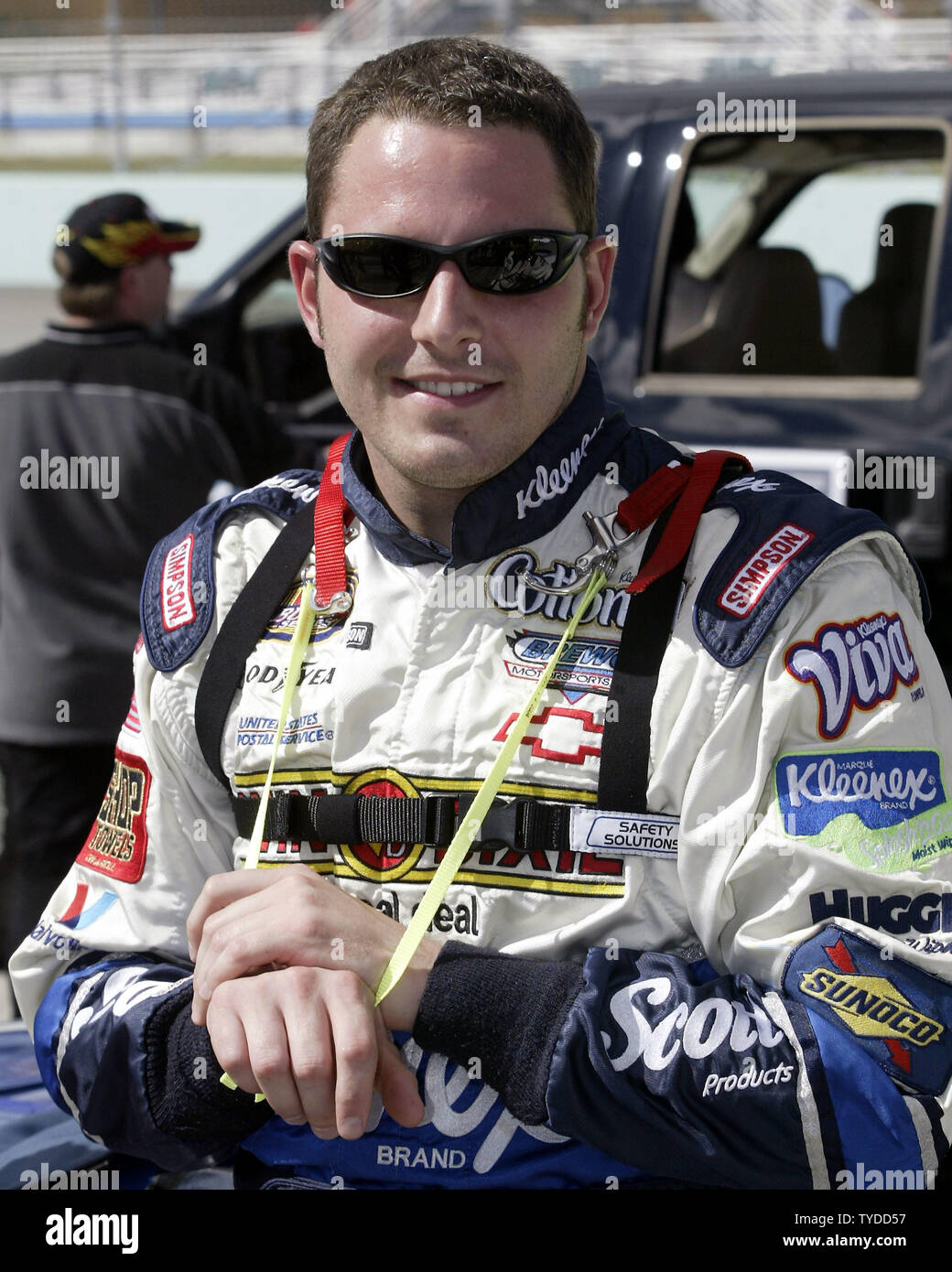 Johnny Sauter waits for the start of the NASCAR Busch Ford 300 race at ...