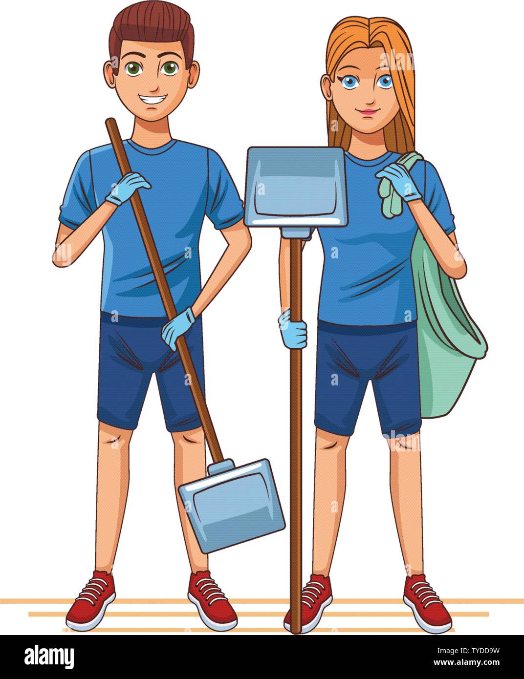 cleaning service person avatar cartoon character Stock Vector Image ...
