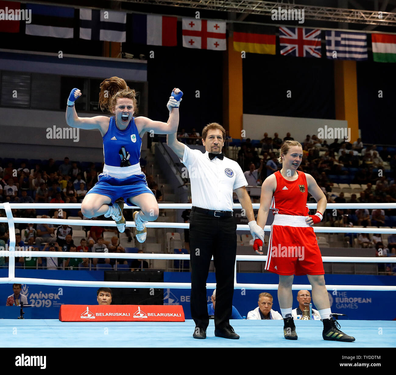 Ireland's Michaela Walsh celebrates beating Germany's Omella Warner in ...