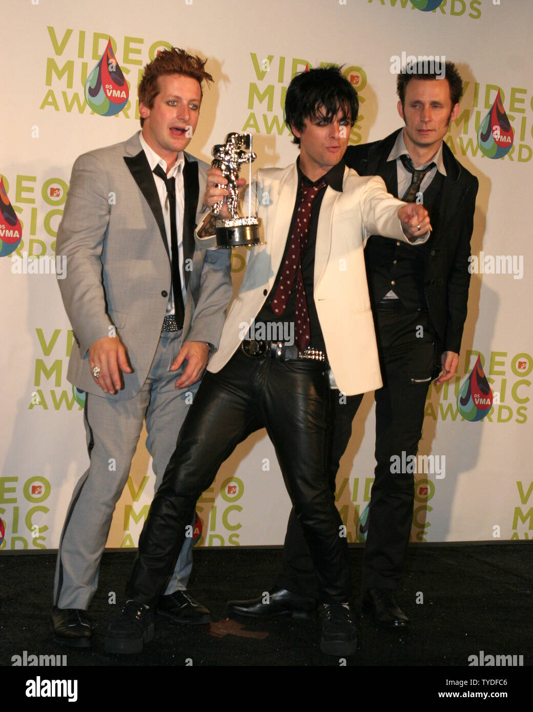 Green Day celebrates winning seven Moon Man awards at the 2005 MTV ...