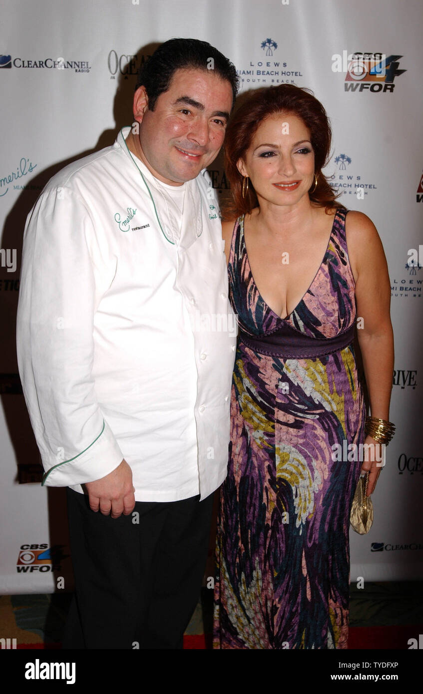 Gloria Estefan and Emeril Lagasse arrive for the Miami Rocks for Relief ...