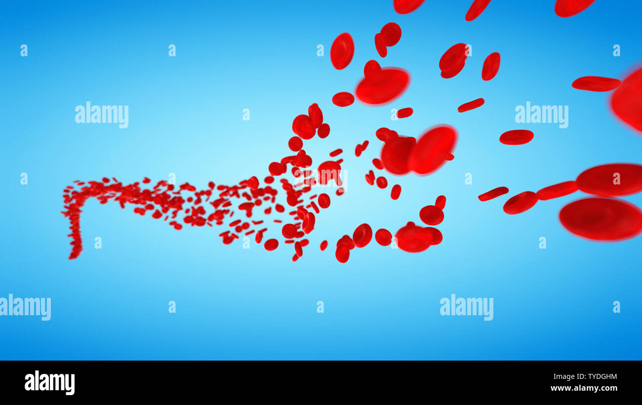 3d rendered illustration of human blood cells on a blue background ...