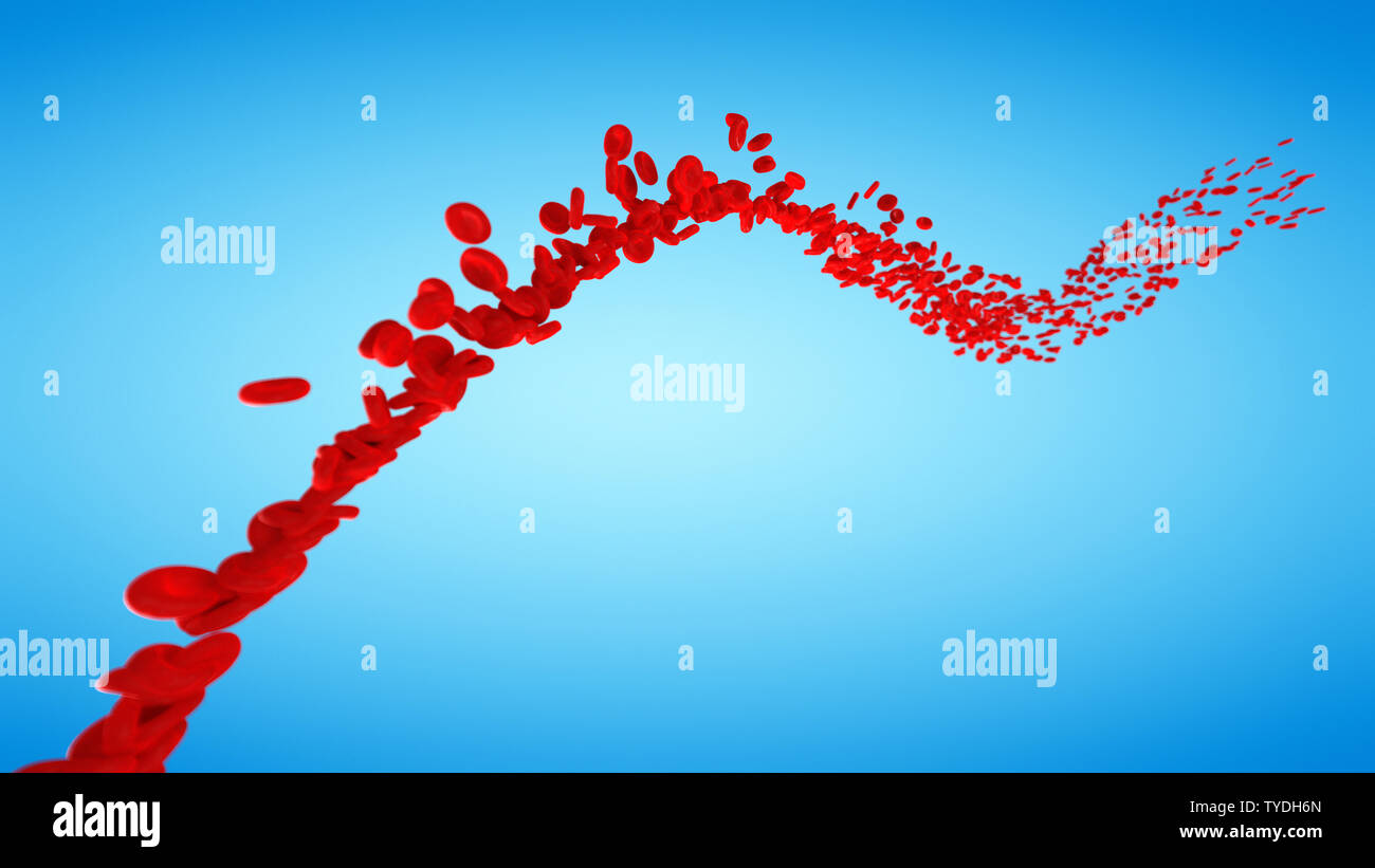 3d rendered illustration of human blood cells on a blue background ...