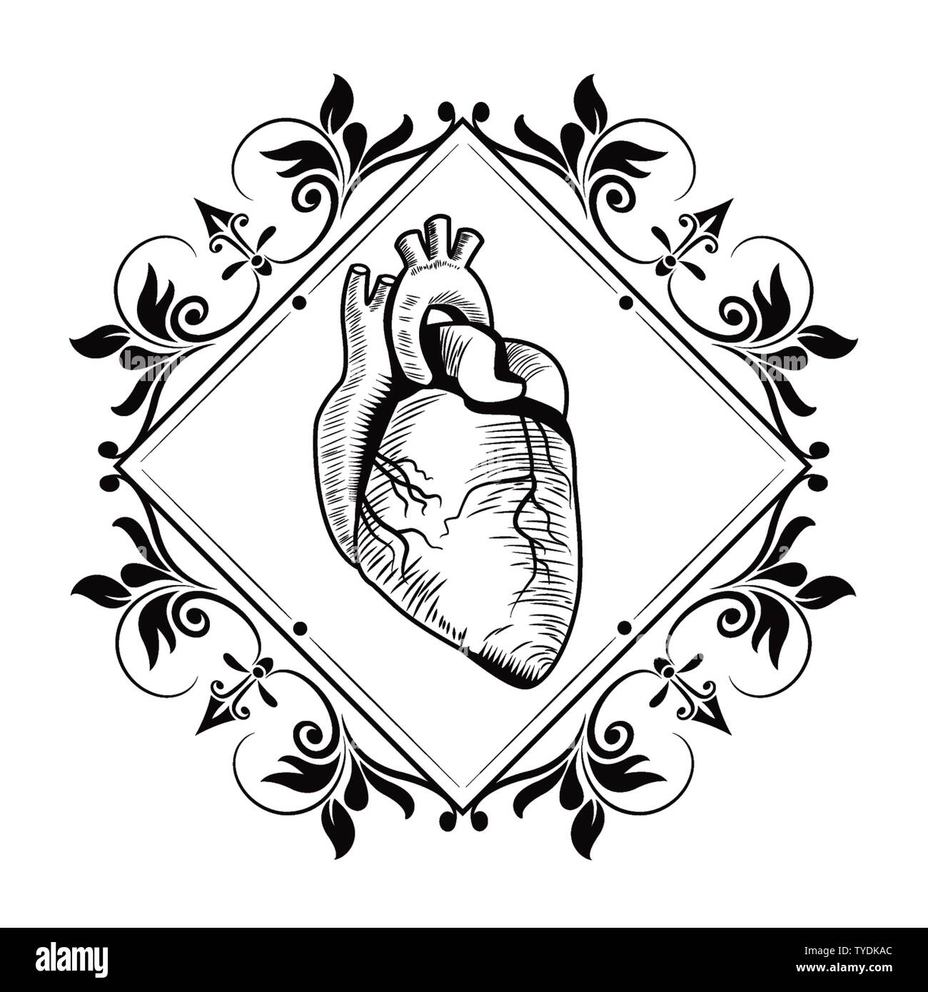 realistic heart drawn tattoo icon Stock Vector Image & Art - Alamy