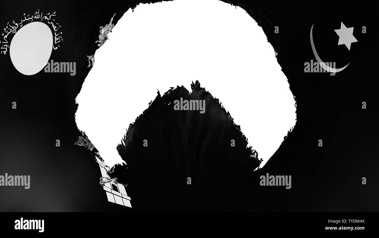 Big hole in Islamic Liwa Ahmadiyya Movement flag Stock Photo - Alamy