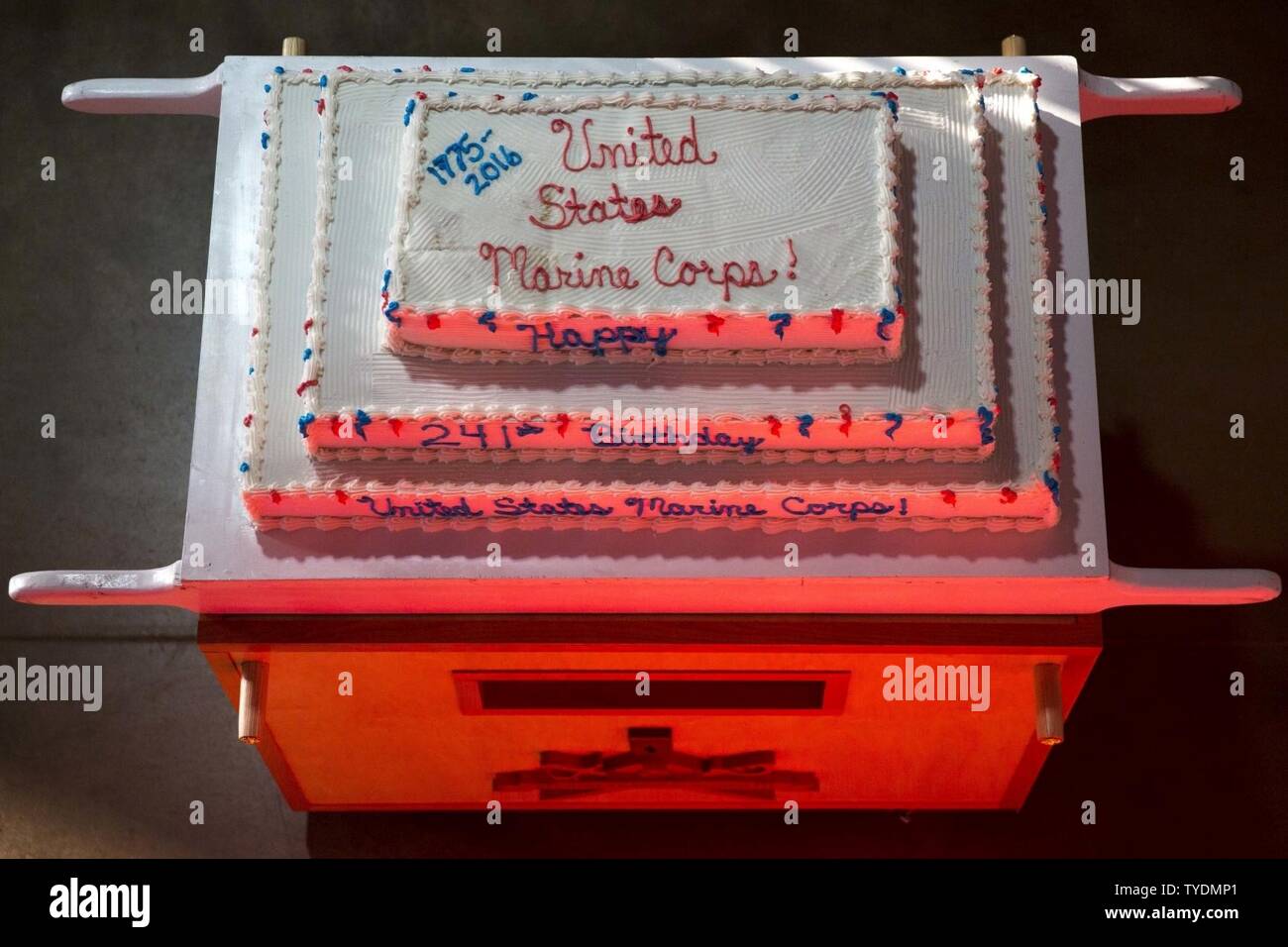 A photo of a birthday cake made for the annual Marine Corps Recruit ...
