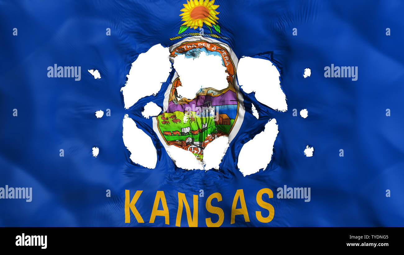 Holes in Kansas state flag Stock Photo - Alamy