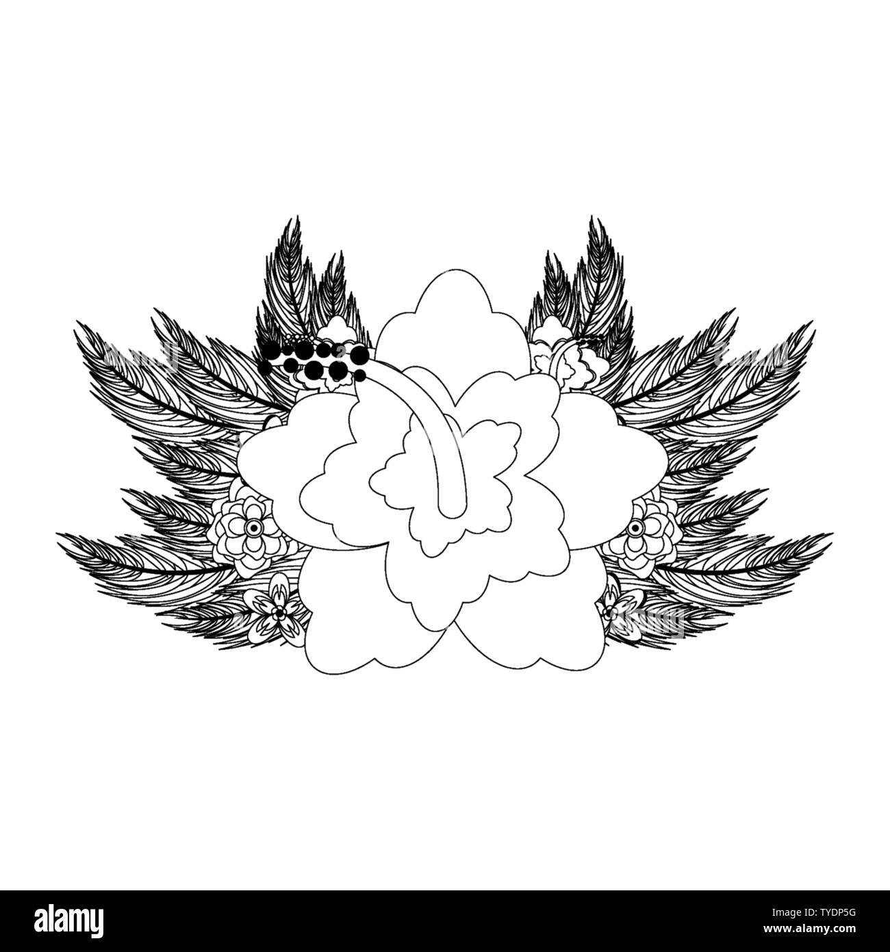 Lotus Blossom Flowers Icon Cartoon In Black And White Stock Vector