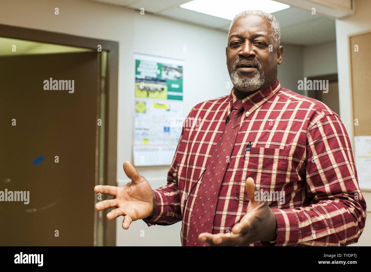 Sheriff Ronnie Ingram explains the damage at the Lenoir County Sheriff's Office in the basement ...