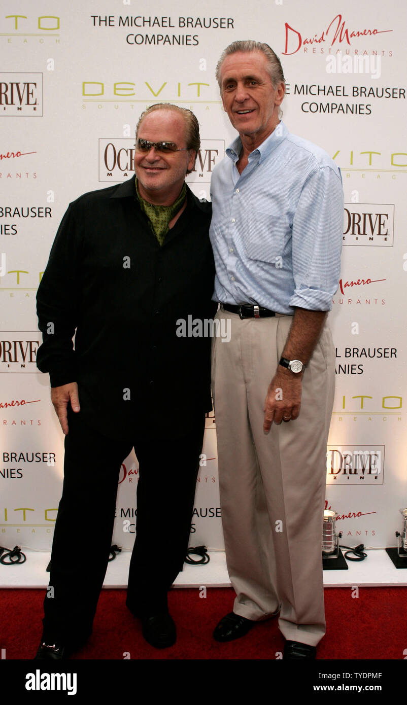Miami Heat coach Pat Riley (R) and DeVito's partner David Manero arrive ...