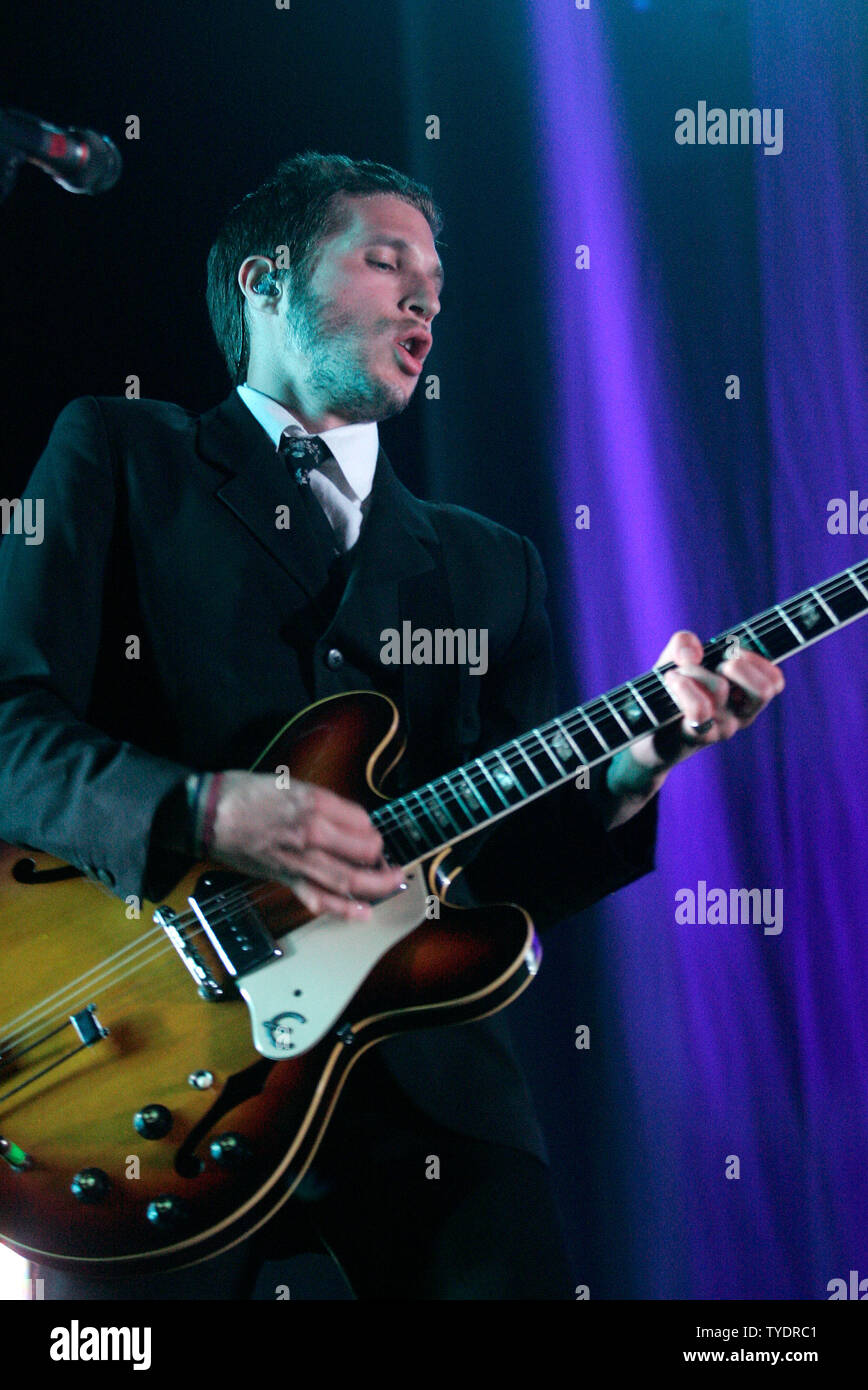 Daniel Kessler with Interpol performs in concert at the University of ...