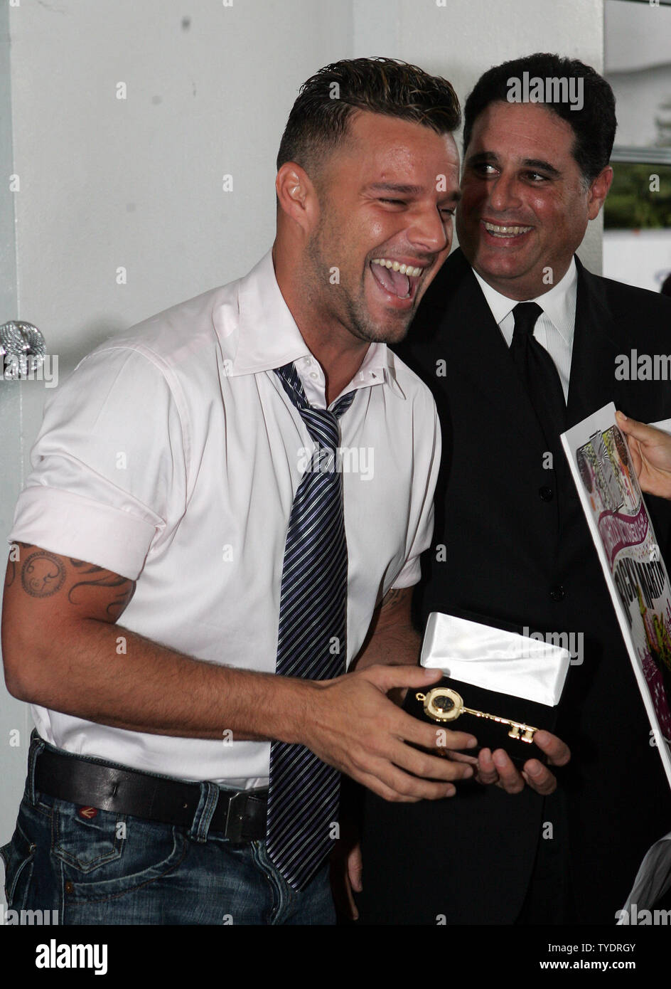 Ricky Martin receives the key to the City of Miami Beach prior to ...