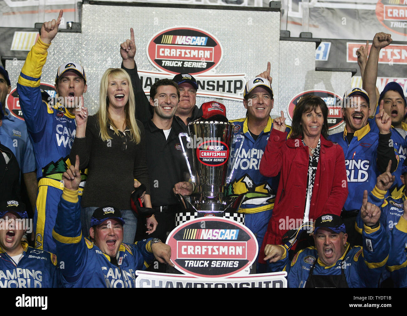 Ron Hornaday Jr. and team celebrates winning the 2007 NASCAR Craftsman ...